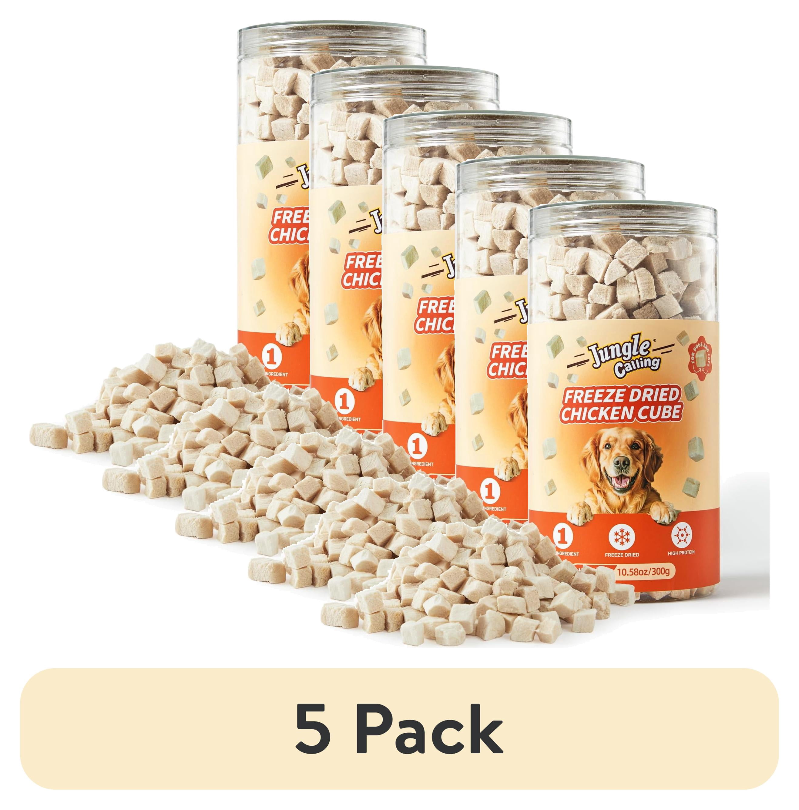 (5 pack) Jungle Calling Freeze Dried Cat and Dog Treats, Single ...