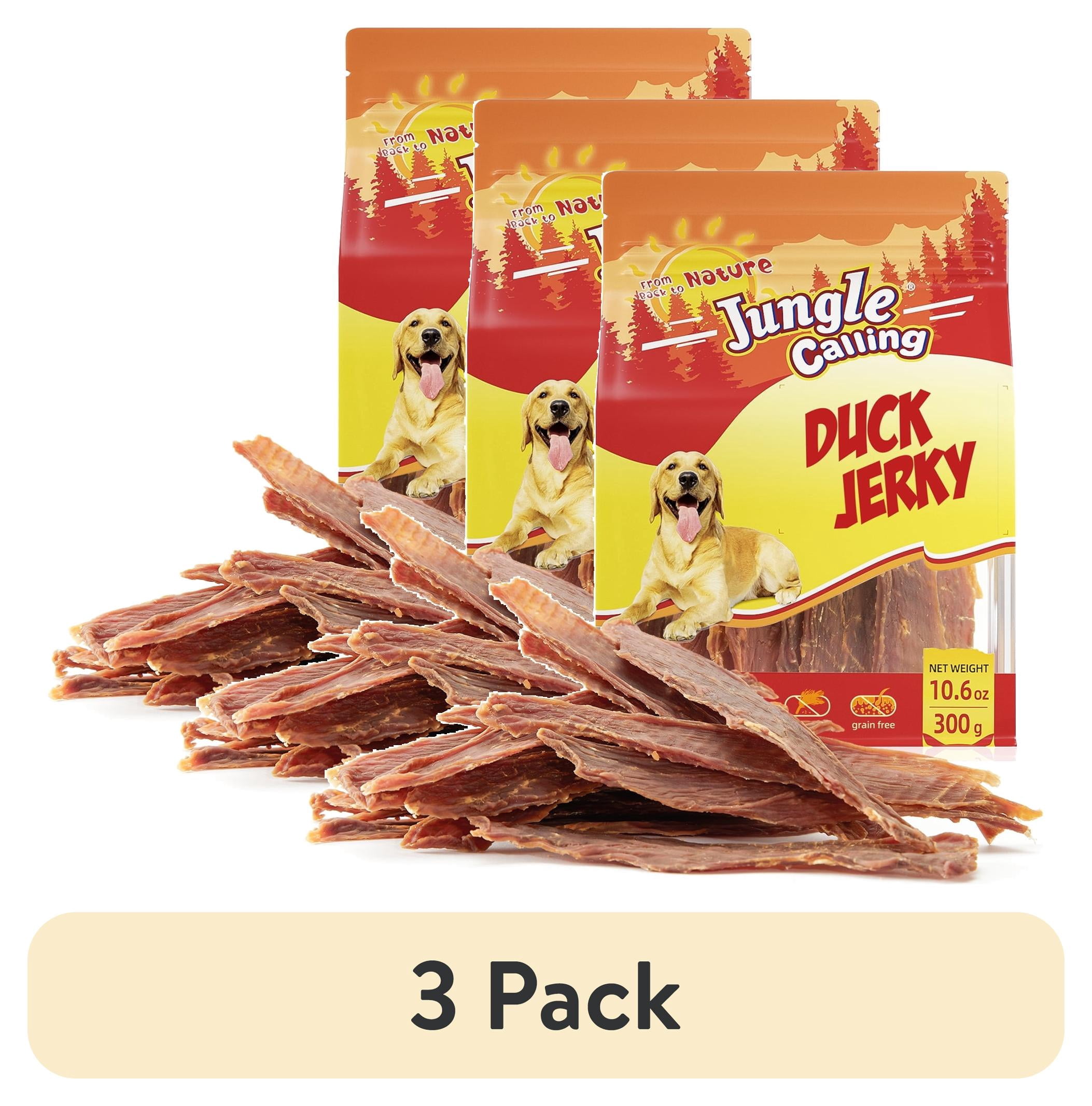 (3 pack) Jungle Calling Natural Dog Treats, Duck Jerky Slow Roasted ...