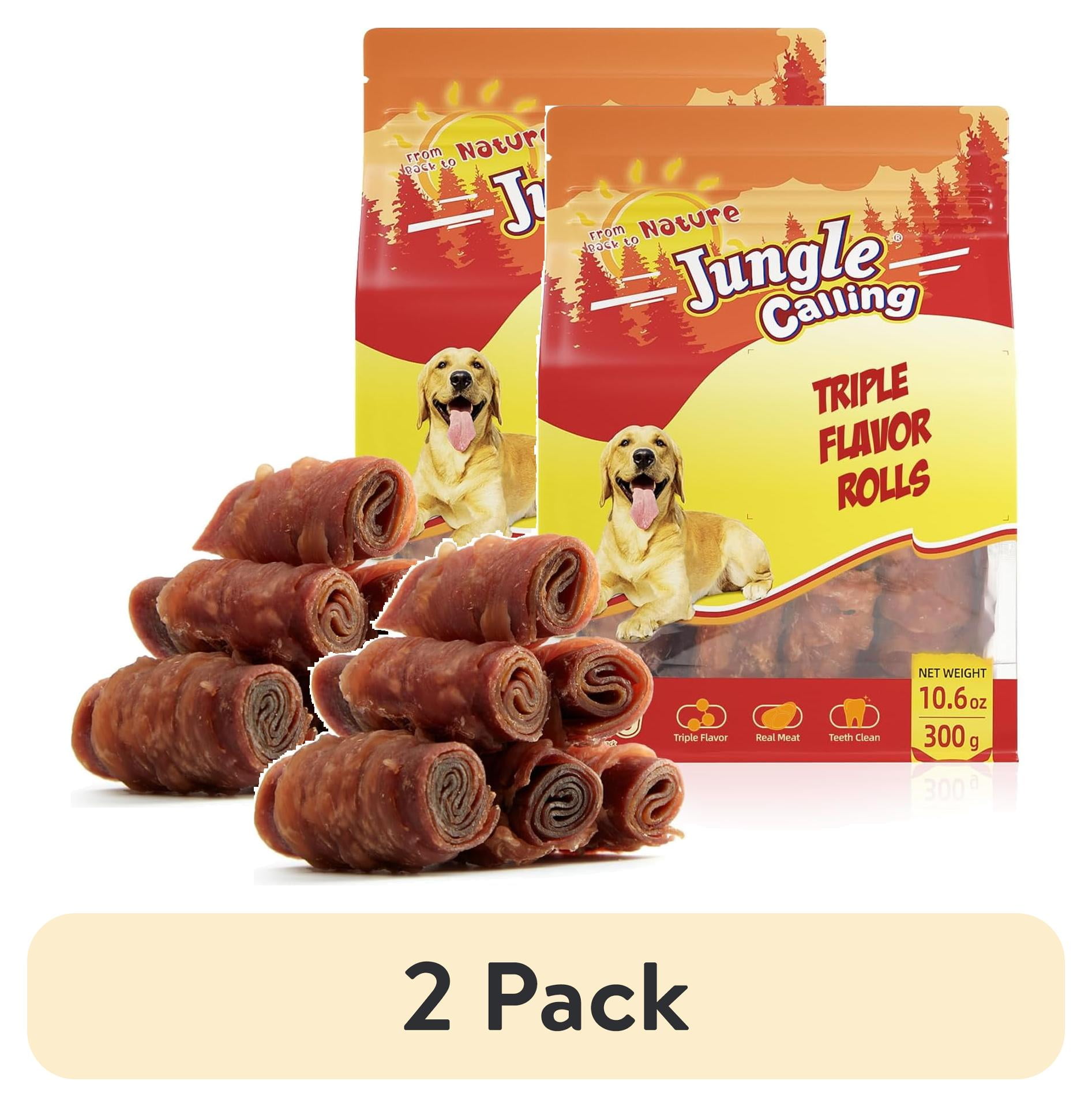 (2 pack) Jungle Calling Triple Flavor Rolls Dog Treats,Real Chicken ...