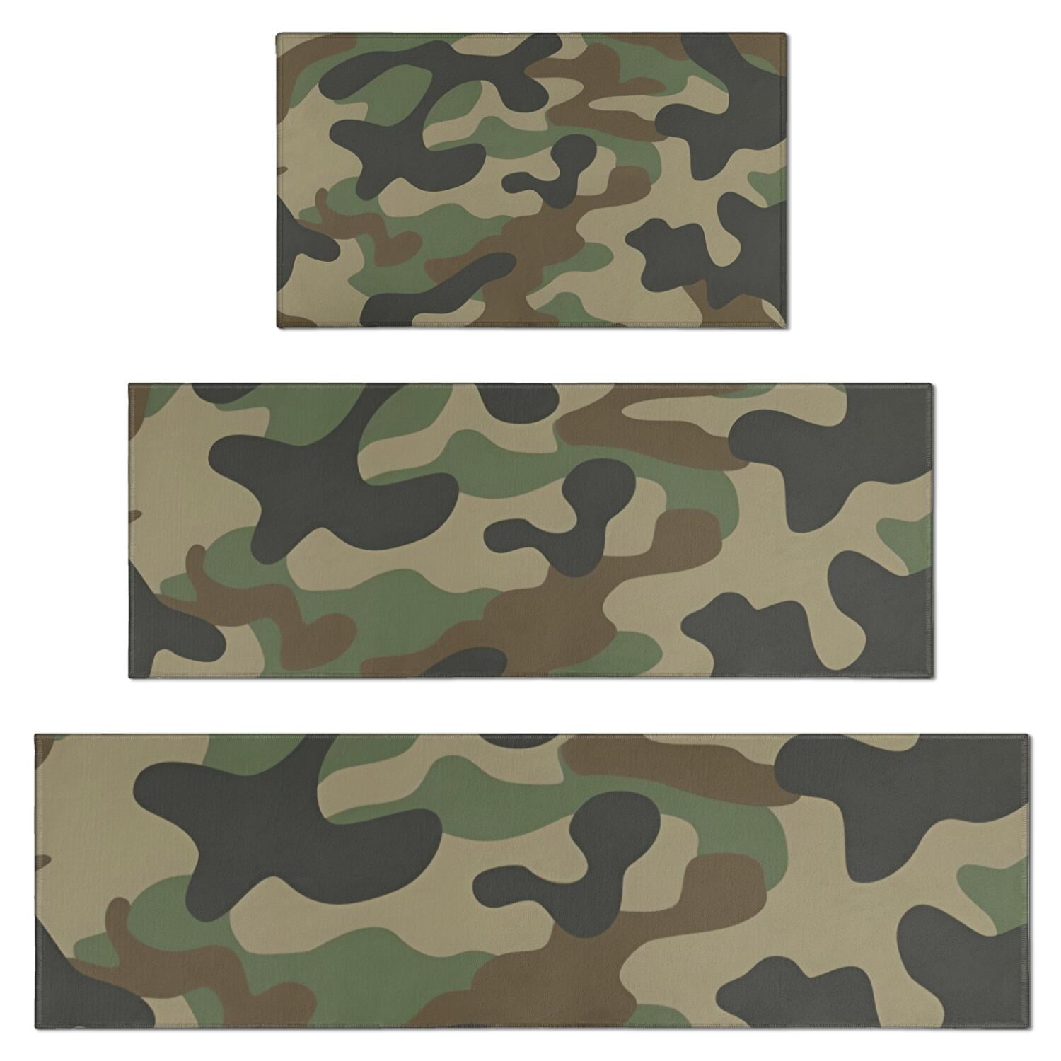 Jungle Camo Tree Branches Pattern Kitchen Rugs Sets Of 3,Kitchen Runner ...