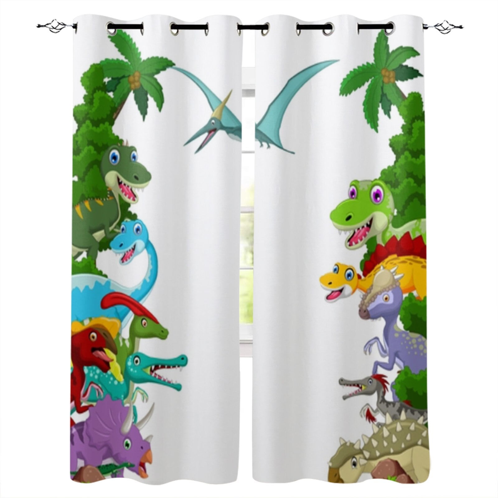 Jungle Cartoon Dinosaur Windows Curtains for Living Room Child Bedroom ...