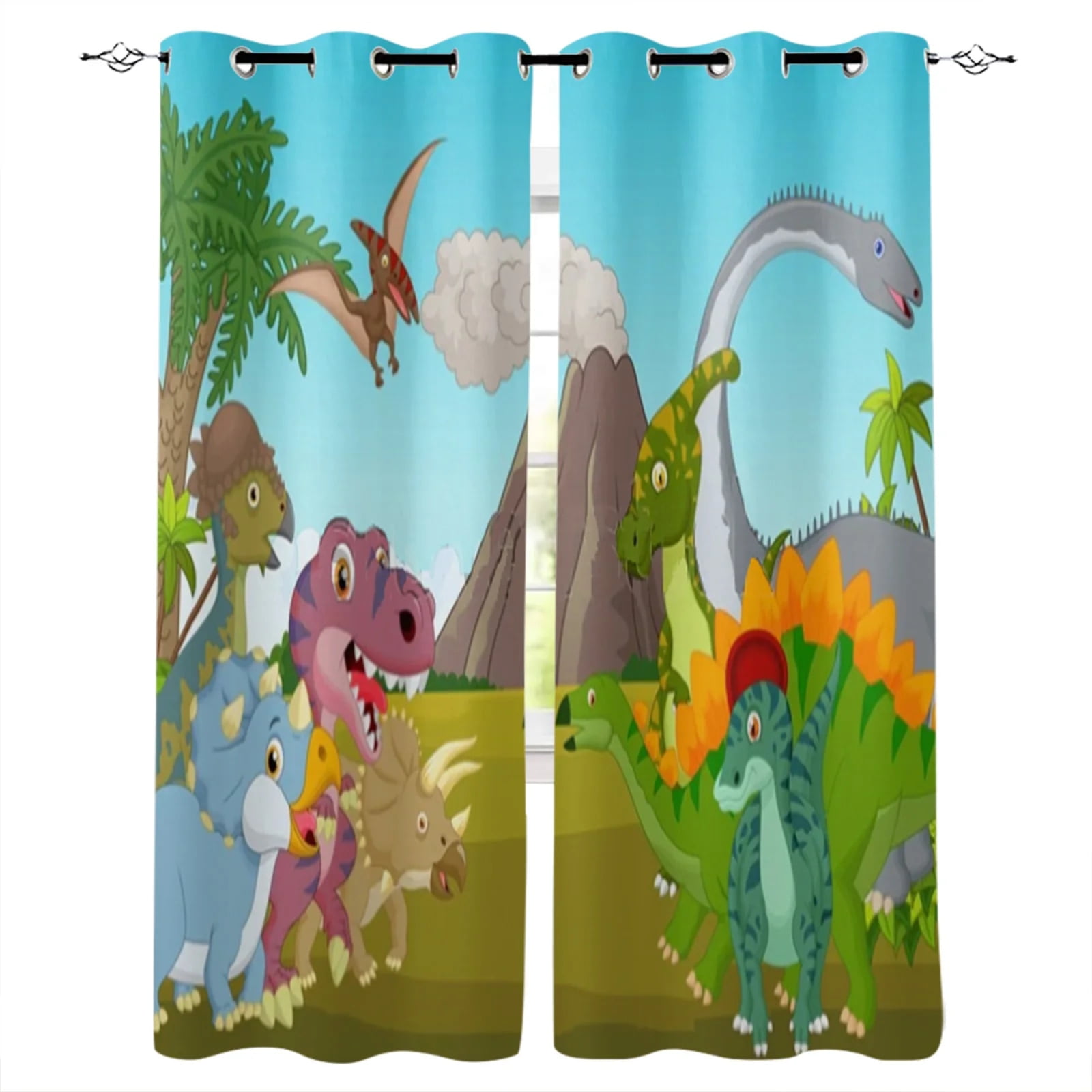 Jungle Cartoon Dinosaur Windows Curtains for Living Room Child Bedroom ...