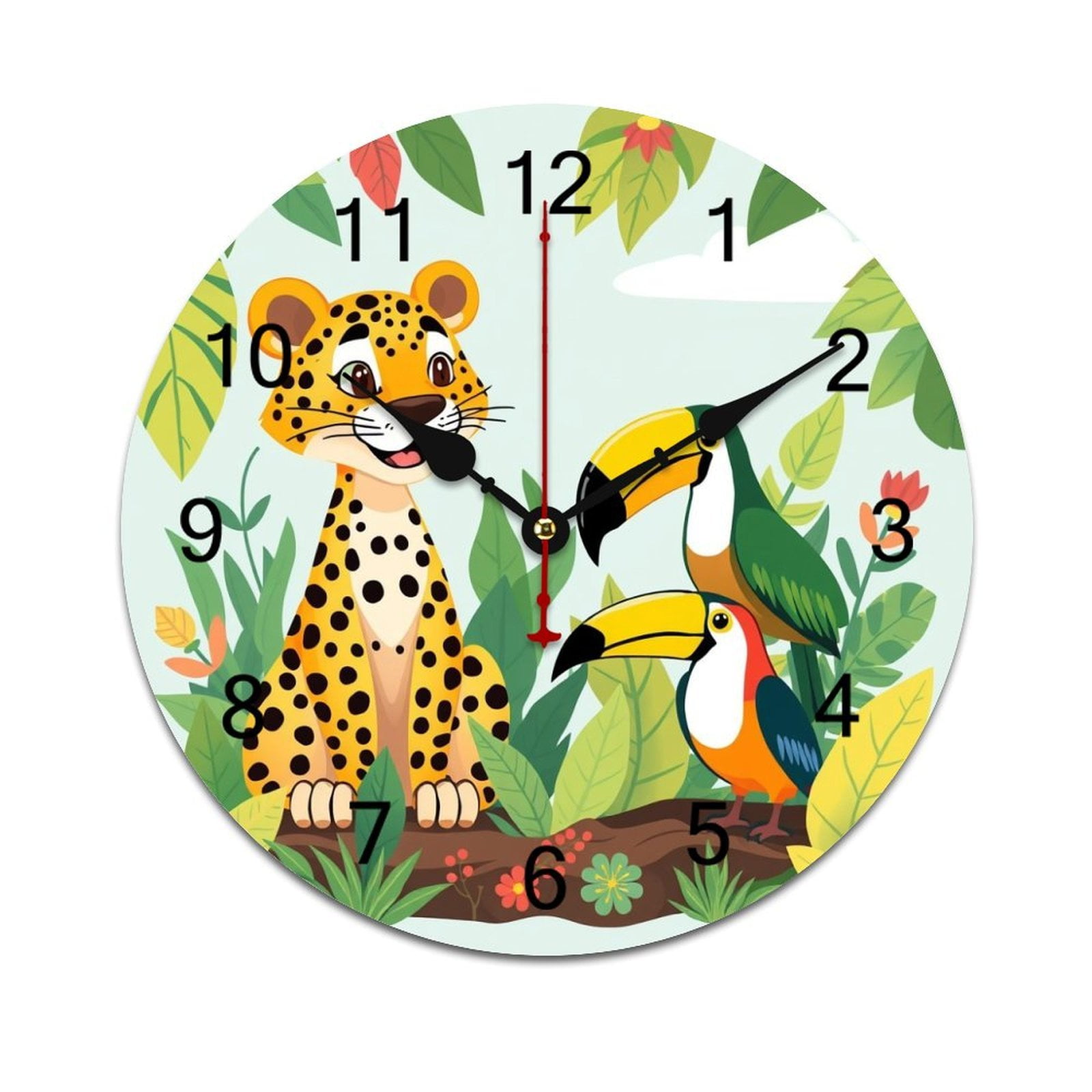 Jungle Cats Toucans Time Decorative Wall Clocks Round Large Wall Watch ...
