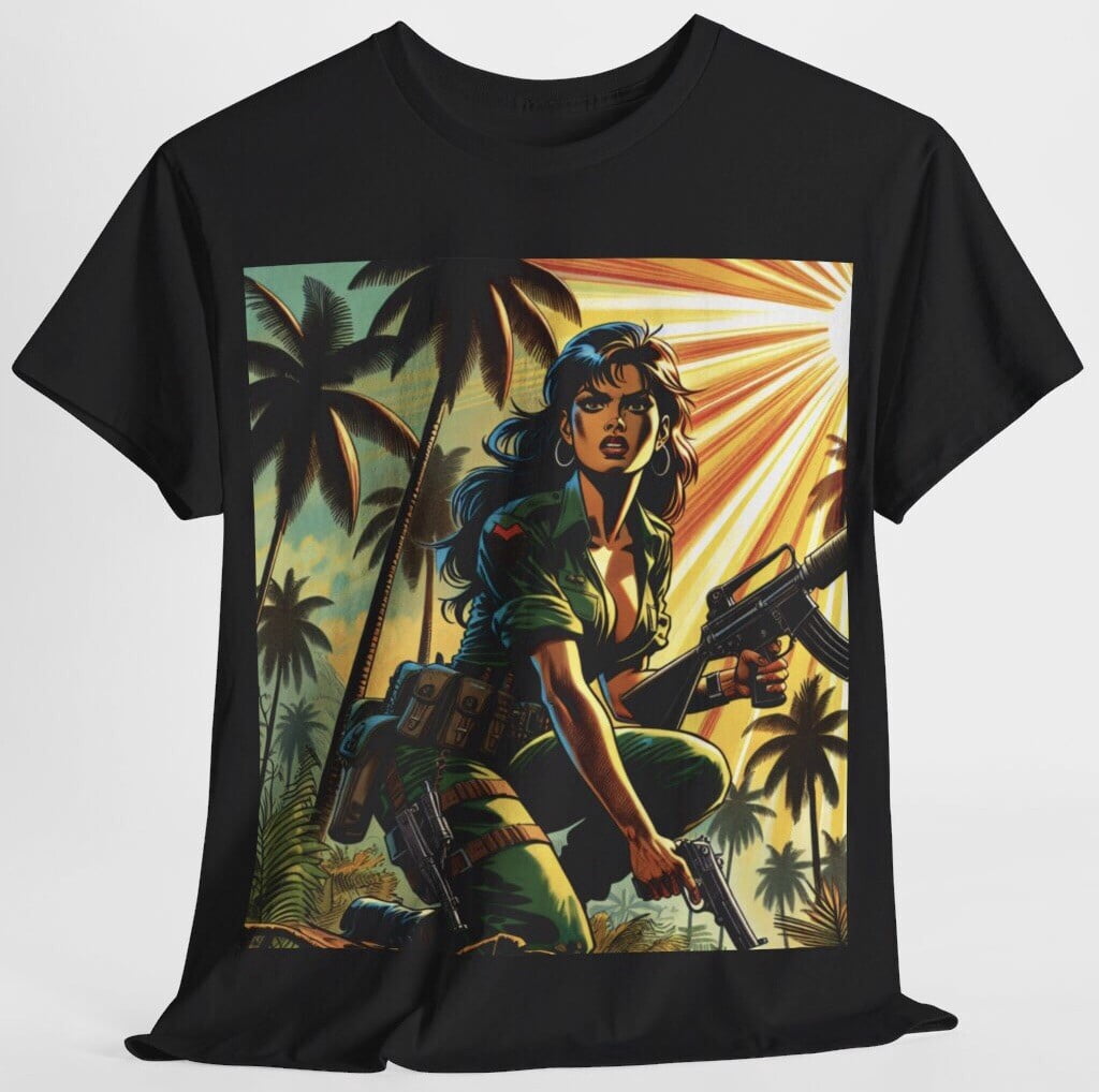 Jungle Commando V2 T Shirt - Retro Comics Style Action Hero Fantasy Art ...