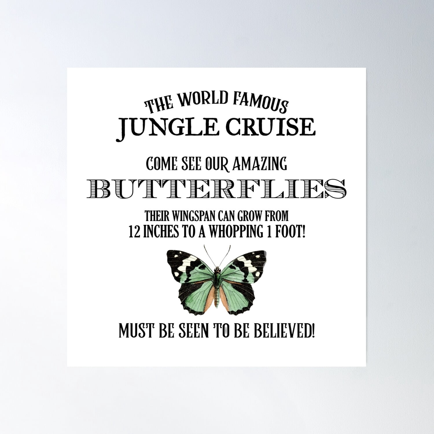 Jungle Cruise Green Butterfly Poster Wall Art, Modern Wall Decor, 30x30 ...