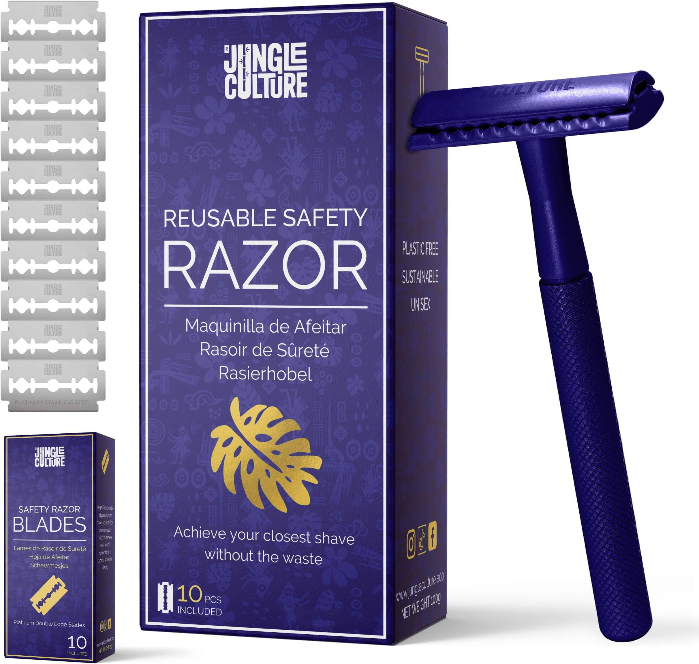 Jungle Culture Safety Razor with 10 Double Edge Blades • One Blade ...