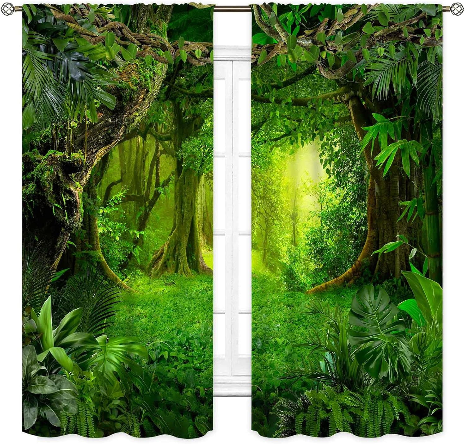 Jungle Curtains for Bedroom, Forest Green Nature Tropical Palm Jungle ...