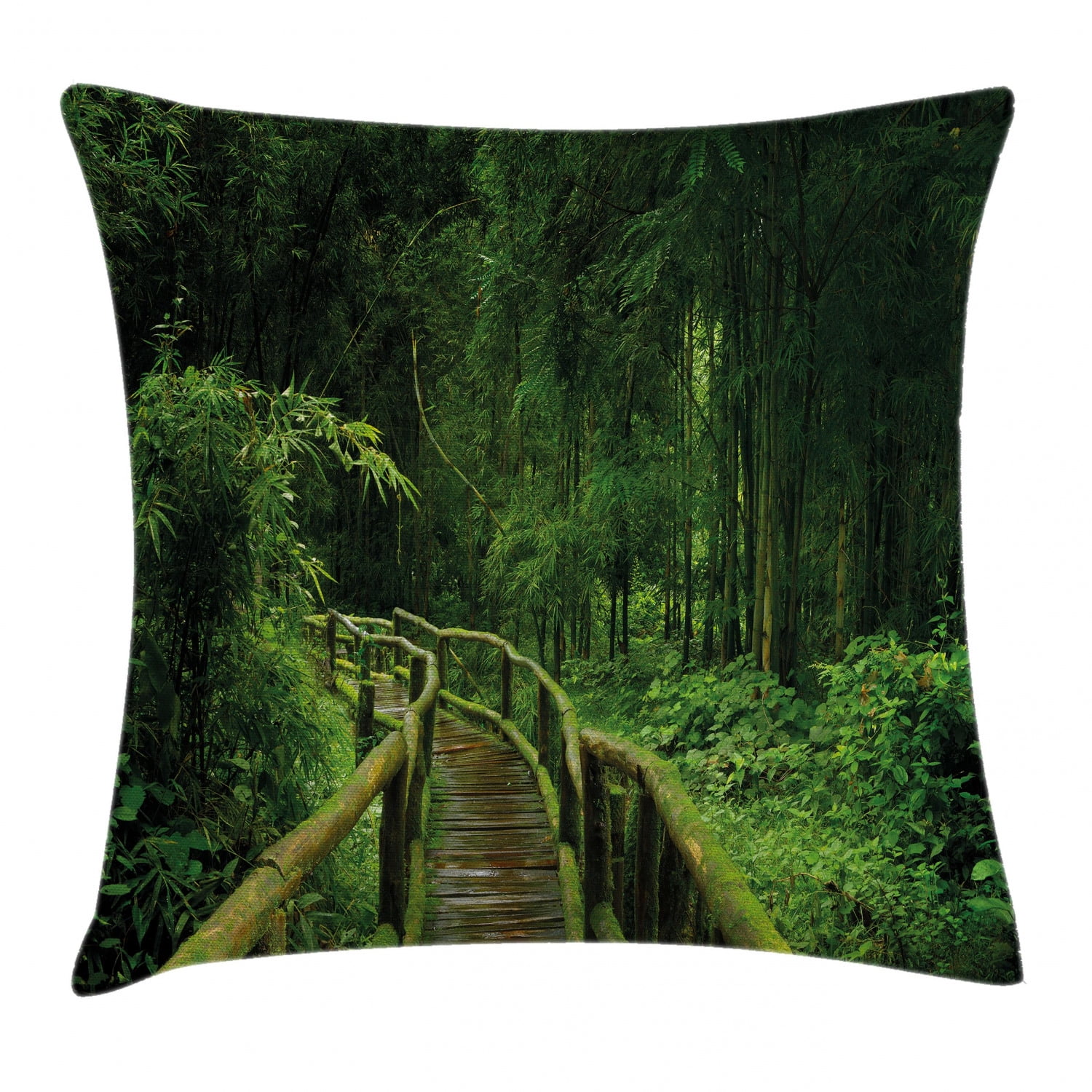 Jungle Decor Throw Pillow Cushion Cover, Fresh Tropical Thailand Forest ...