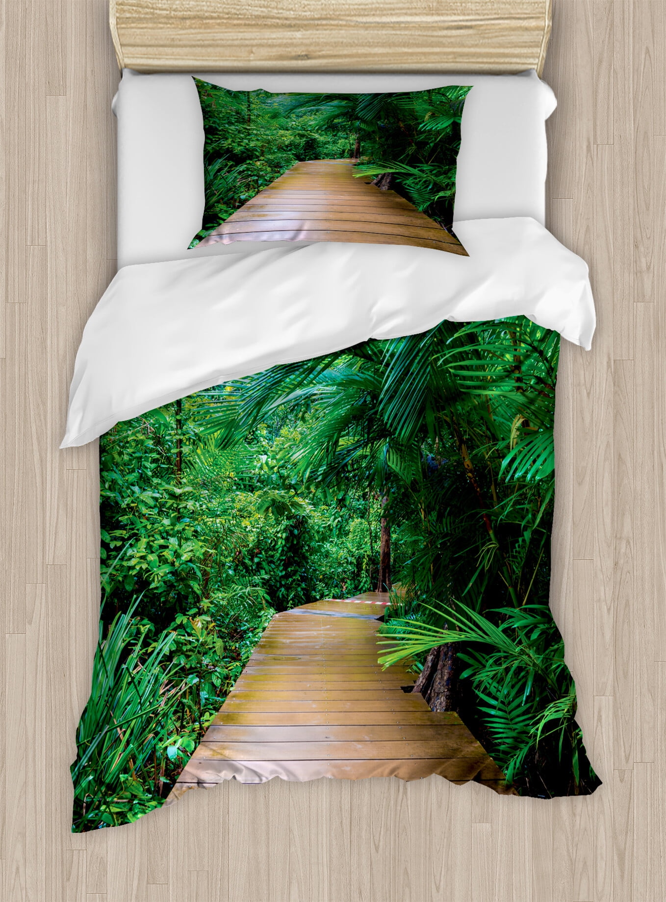 Jungle Duvet Cover Set, Deck Timber Jetty Exotic Getaway Wilderness ...