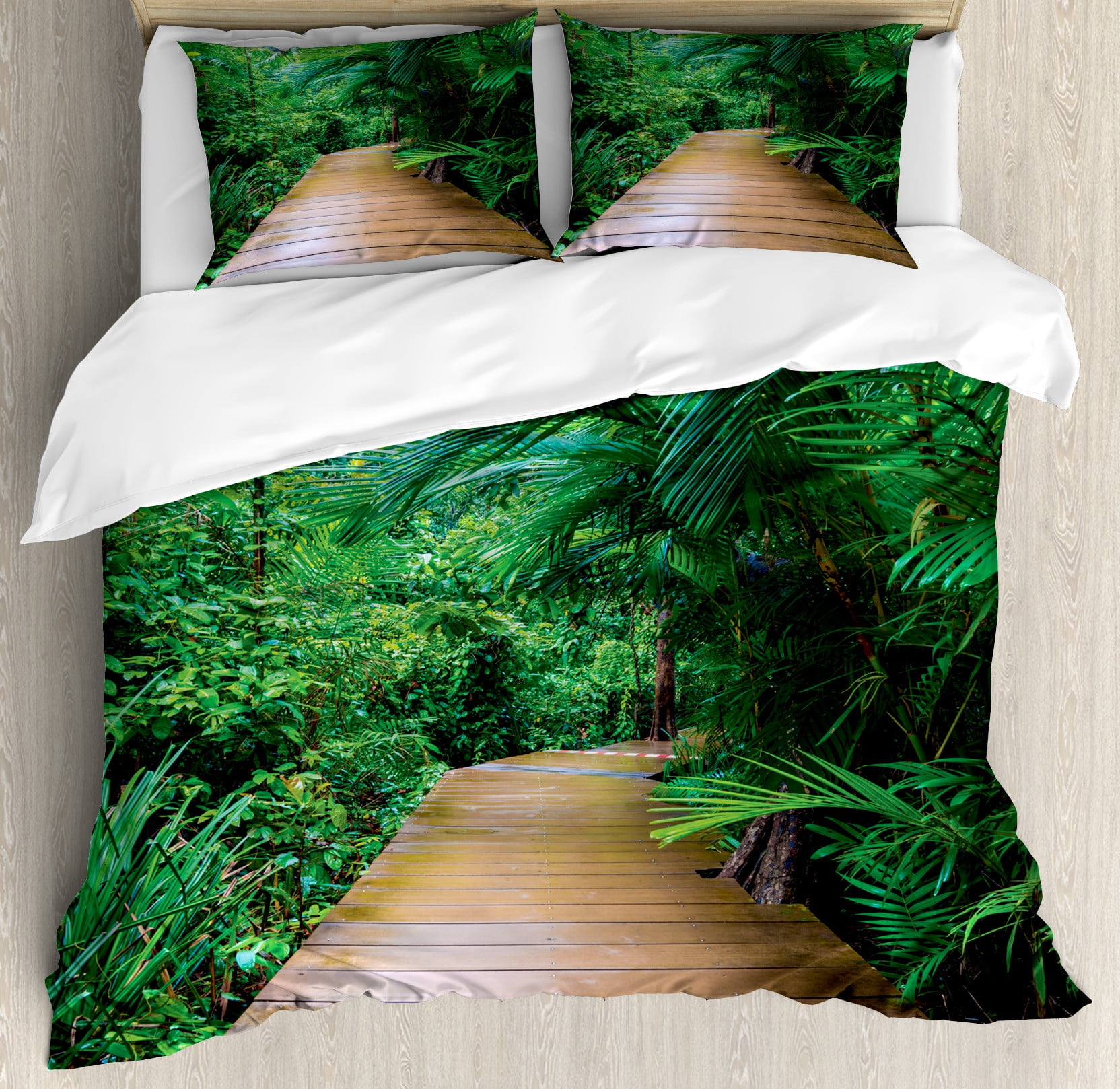 Jungle Duvet Cover Set, Deck Timber Jetty Exotic Getaway Wilderness ...