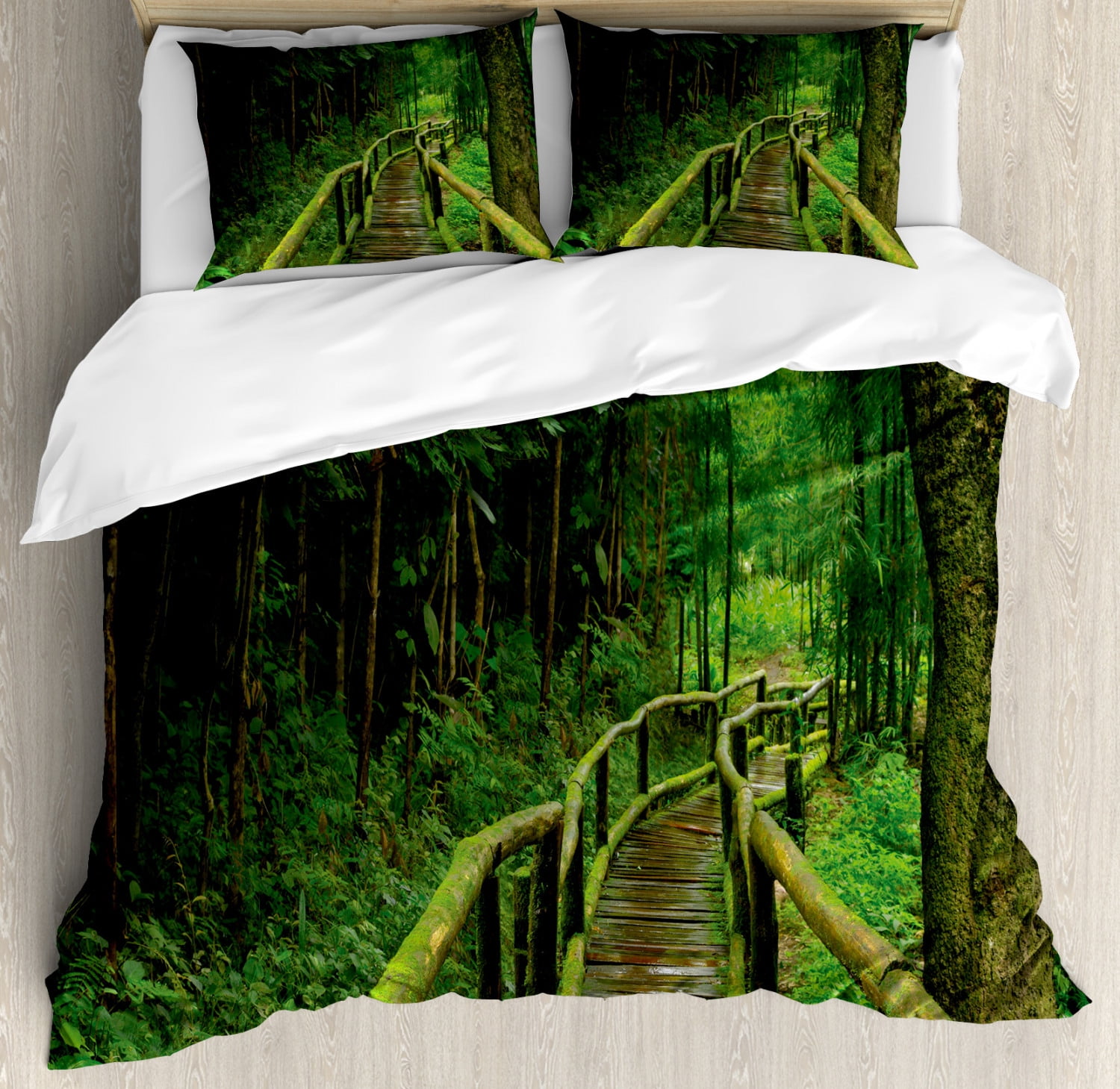 Jungle Duvet Cover Set King Size, Rainforest in Thailand Foliage ...