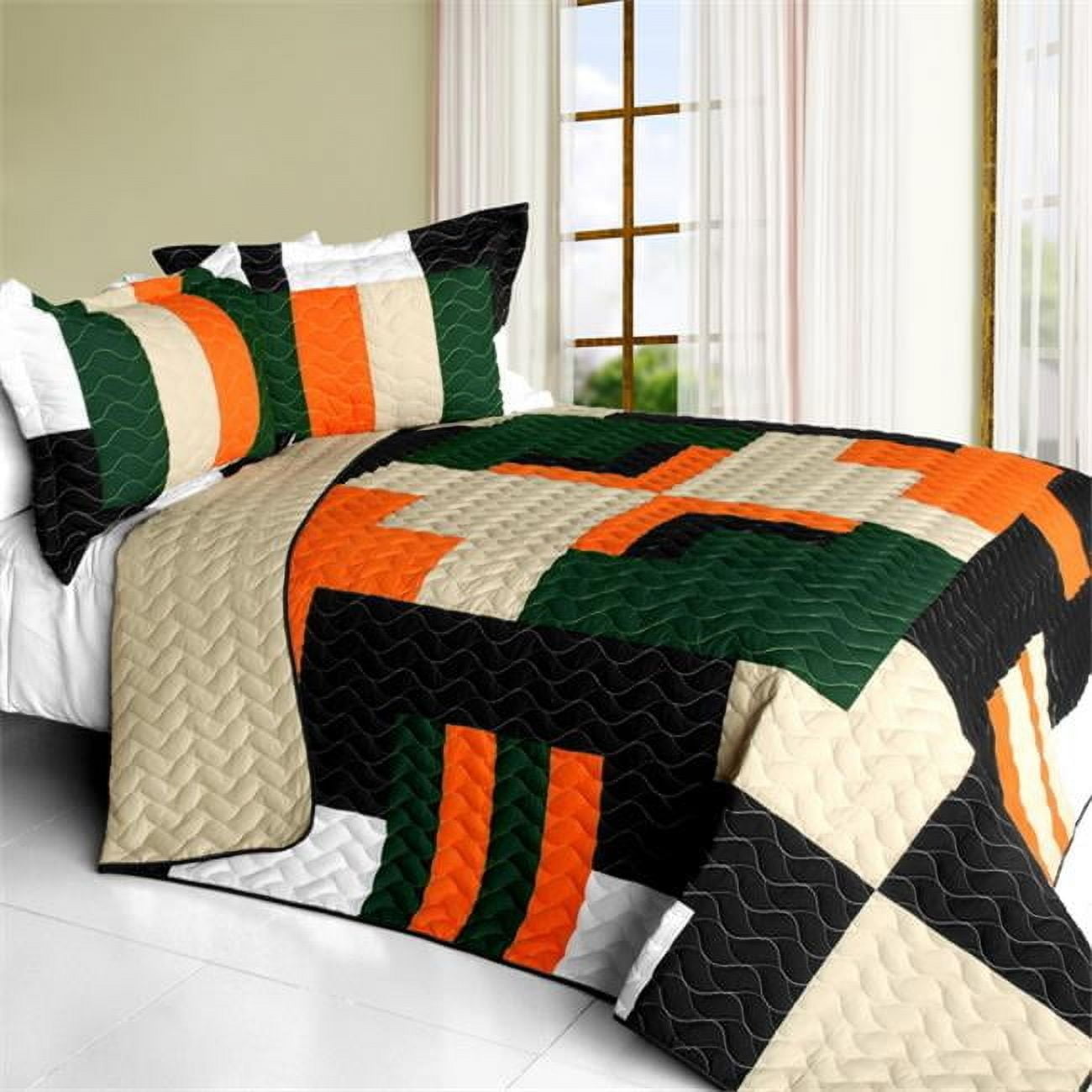 Jungle Exploration - 3 Pieces Vermicelli - Quilted Patchwork Quilt Set ...