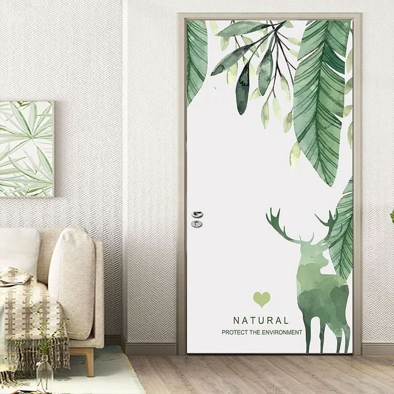 Jungle Flowers Self-Adhesive Removable Door Stickers Spring Floral ...