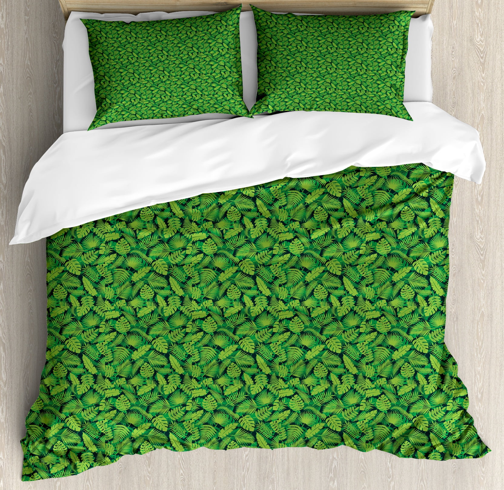 Jungle Foliage Duvet Cover Set, Nature Inspired Pattern with Tropic ...