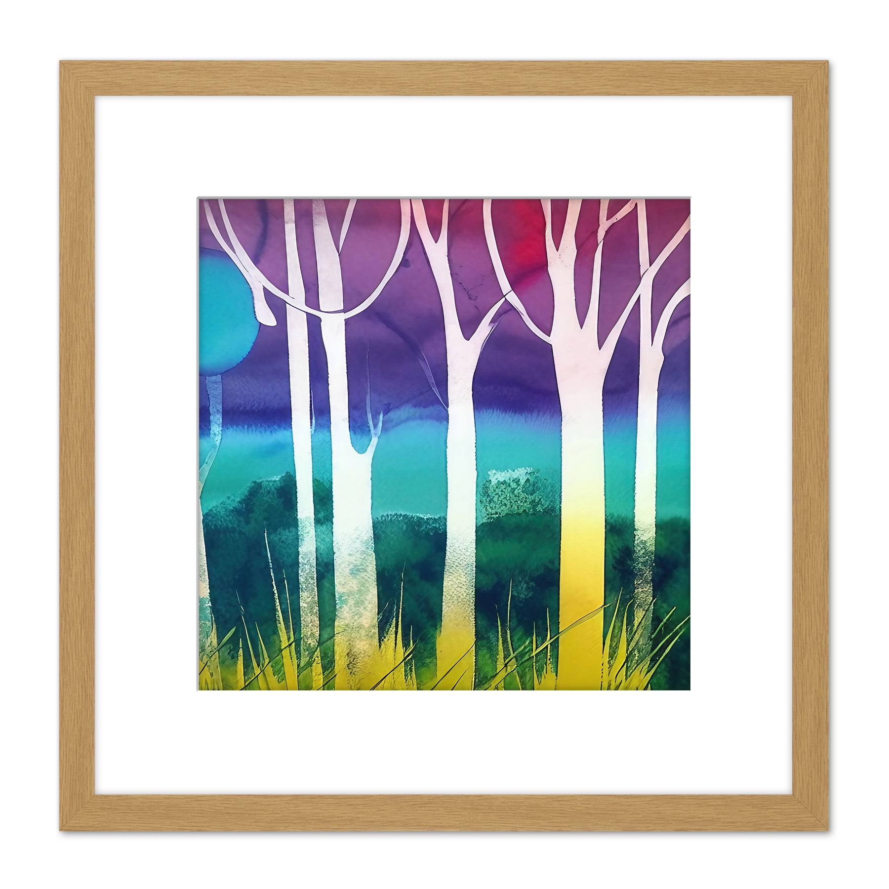 Jungle Forest Multicoloured Bright Modern Abstract Tree Pastel ...