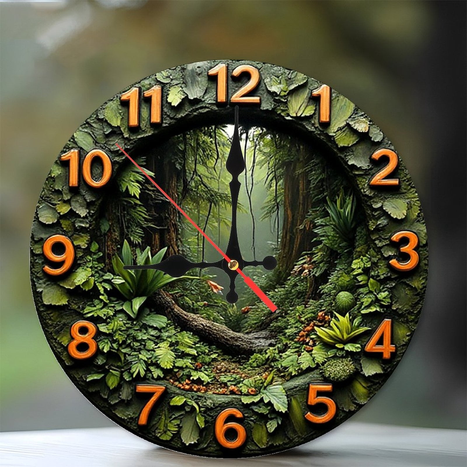 Jungle Forest Wall Clock Rainforest Decor 10-Inch Silent Wooden Wall ...