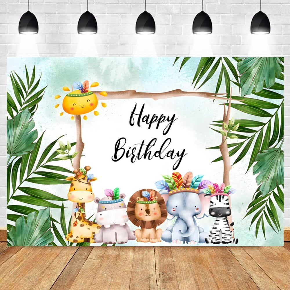 Jungle Forest Wild One Safari Animal Party Backdrop Newborn Baby Shower ...