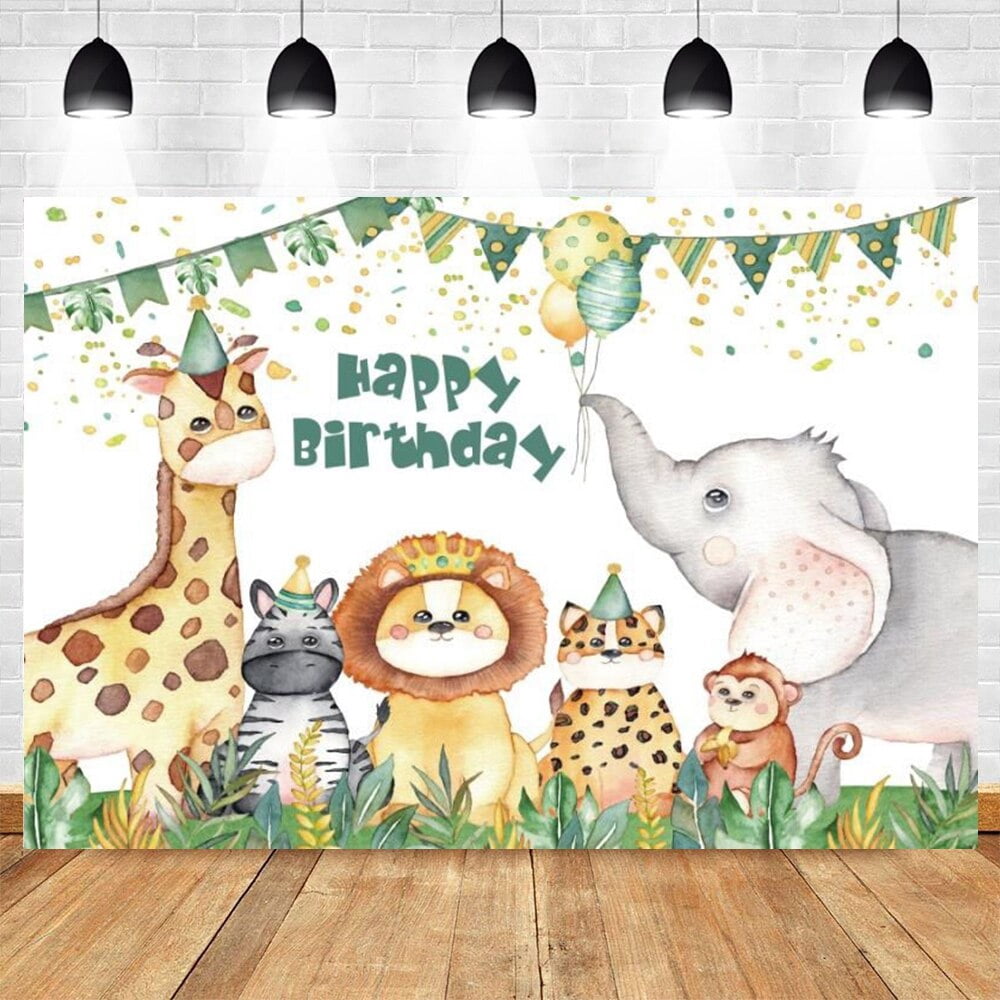 Jungle Forest Wild One Safari Animal Party Backdrop Newborn Baby Shower ...