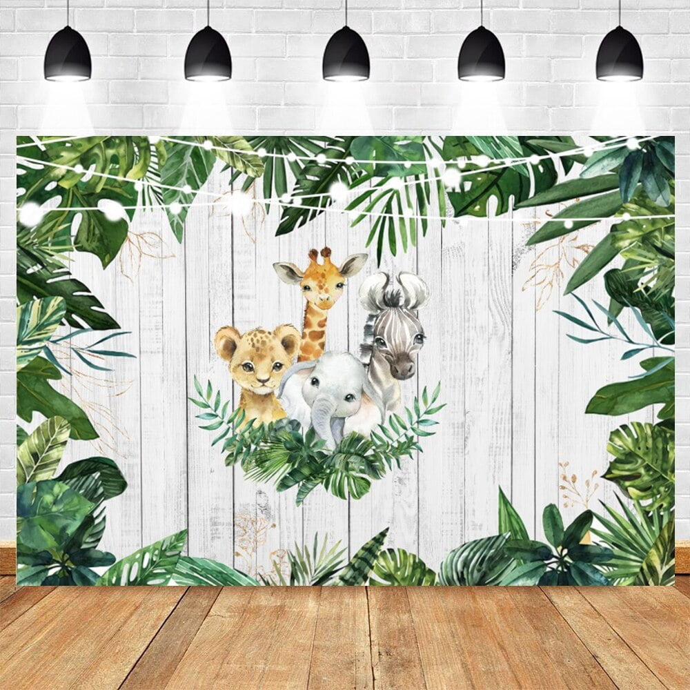 Jungle Forest Wild One Safari Animal Party Backdrop Newborn Baby Shower ...