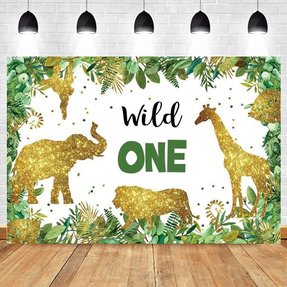 Jungle Forest Wild One Safari Animal Party Backdrop Newborn Baby Shower ...