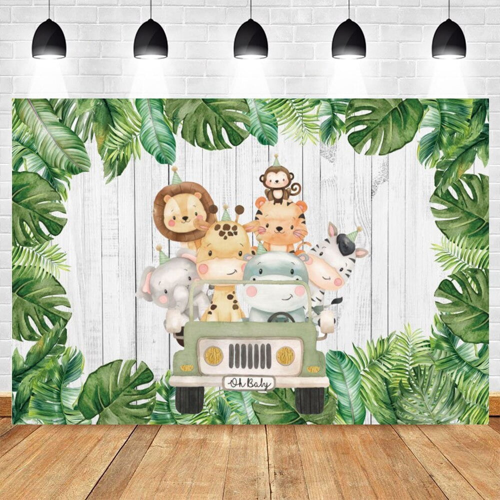 Jungle Forest Wild One Safari Animal Party Backdrop Newborn Baby Shower ...