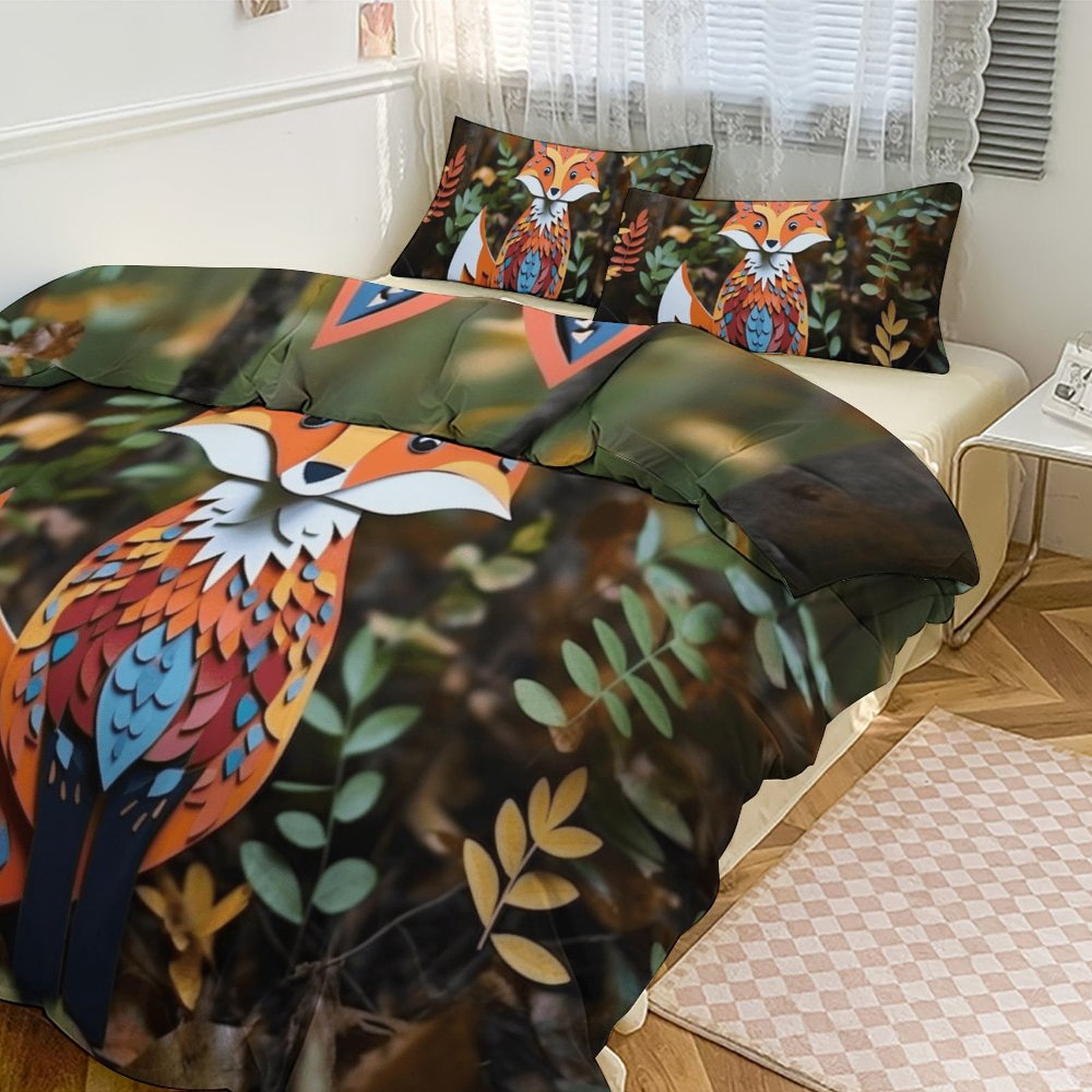 Jungle Fox Cartoon Pattern 3D Duvet Cover Set Quilt Cover Theme of for ...