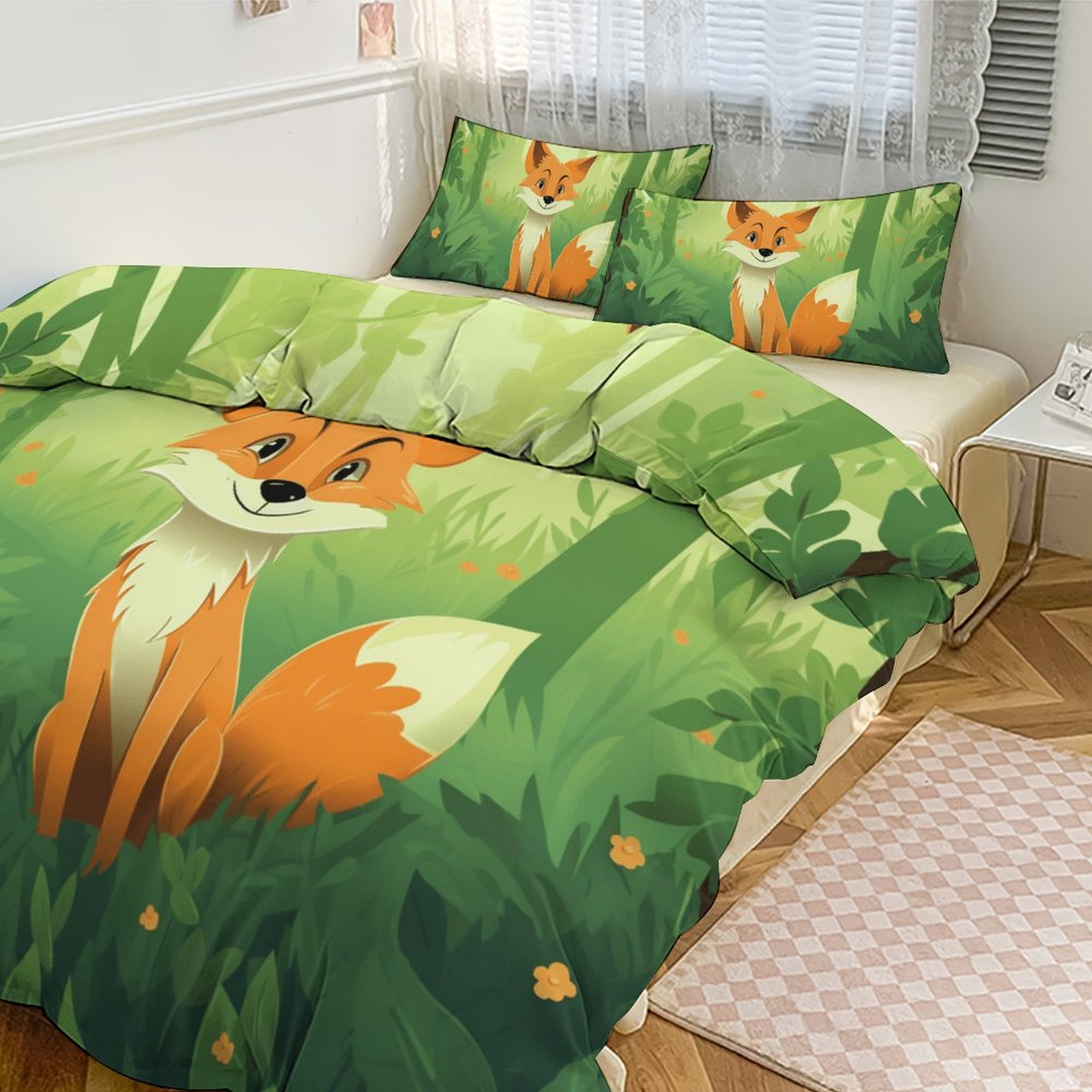 Jungle Fox Cartoon Pattern 3D Duvet Cover Set Quilt Cover Theme of for ...