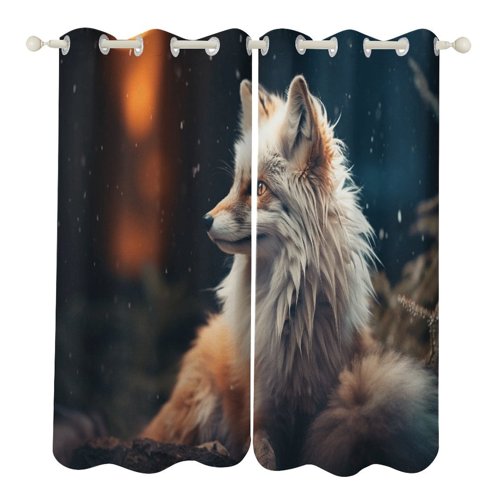 Jungle Fox Cartoon Pattern Blackout Window Curtains for Bedroom Living ...