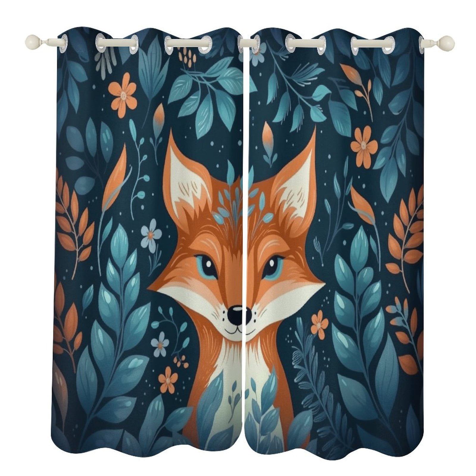 Jungle Fox Cartoon Pattern Luxury Window Curtains Blinds for Living ...