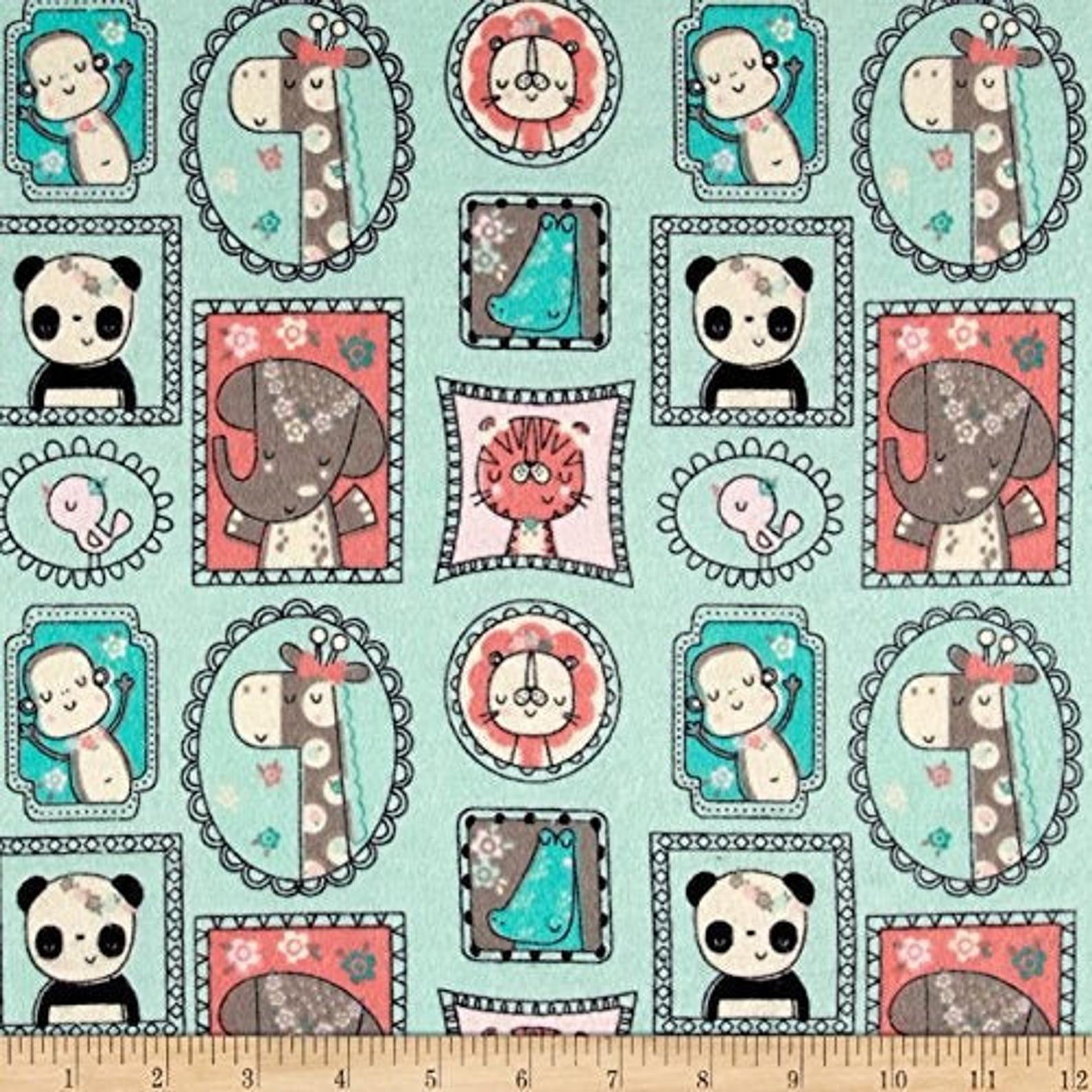 Jungle Frames Aqua Flannel Fabric Sold by the Yard - Walmart.com