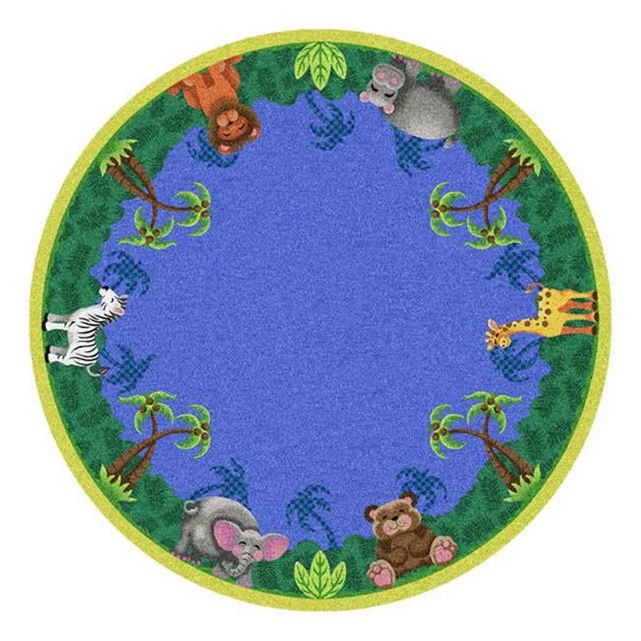 Jungle Friends 5 ft.4 in. Round WearOn Nylon Machine Tufted- Cut Pile ...