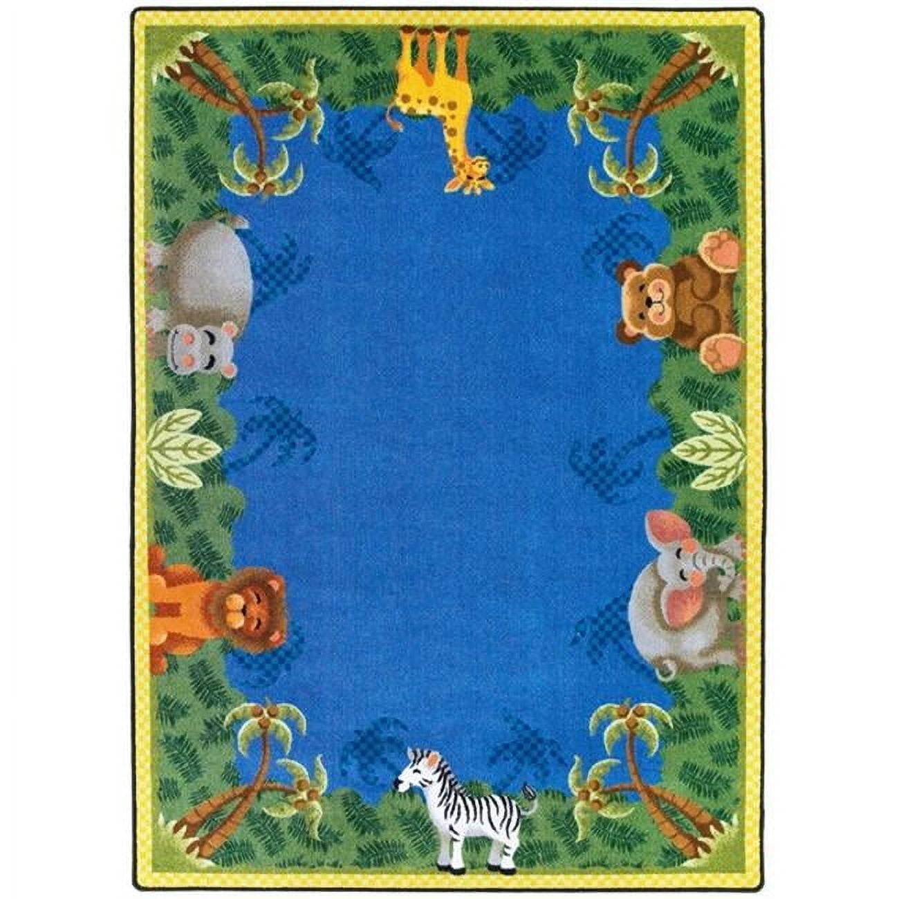 Jungle Friends 5 ft.4 in. x 7 ft.8 in. WearOn Nylon Machine Tufted- Cut ...