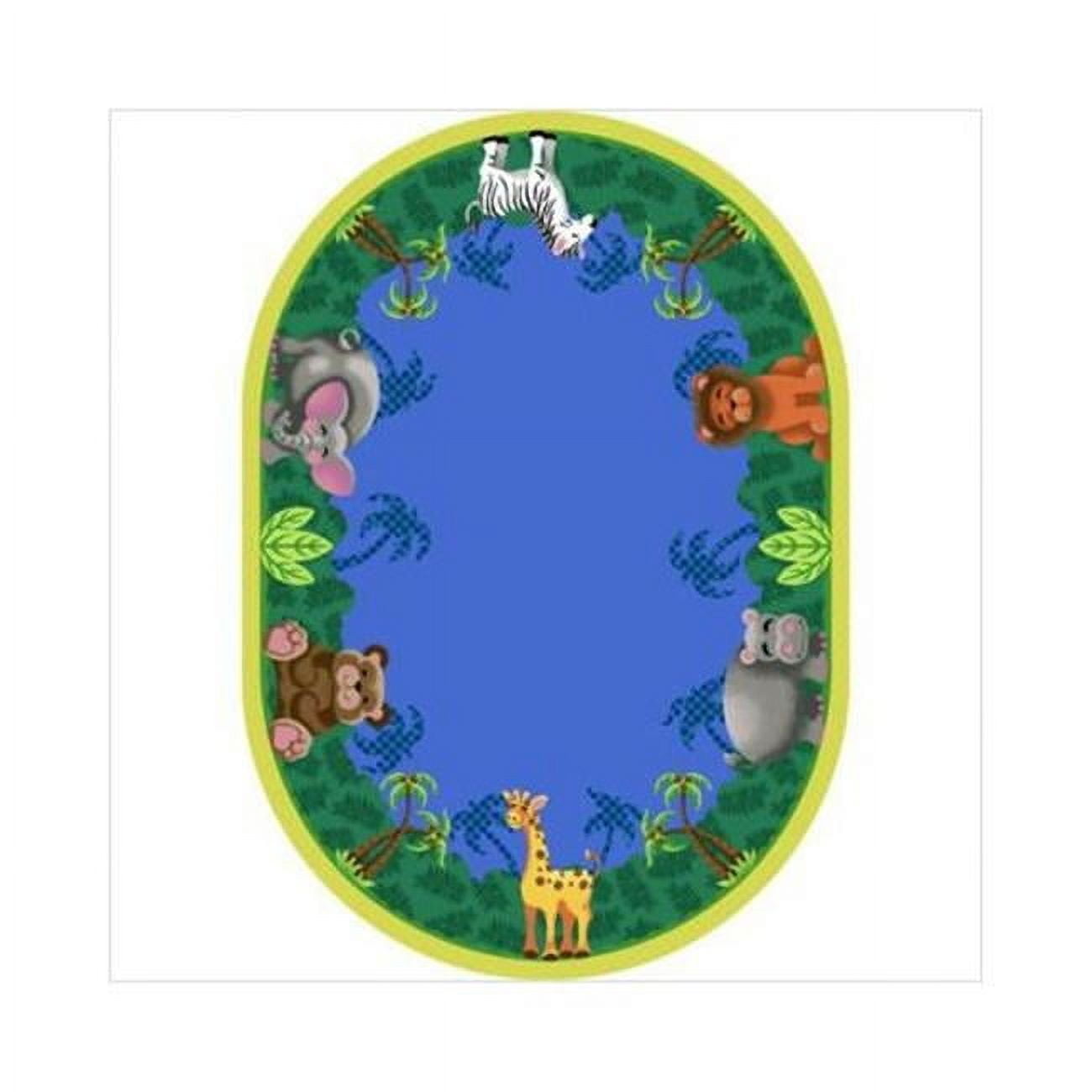 Jungle Friends 7 ft.8 in. x 10 ft.9 in. Oval WearOn Nylon Machine ...