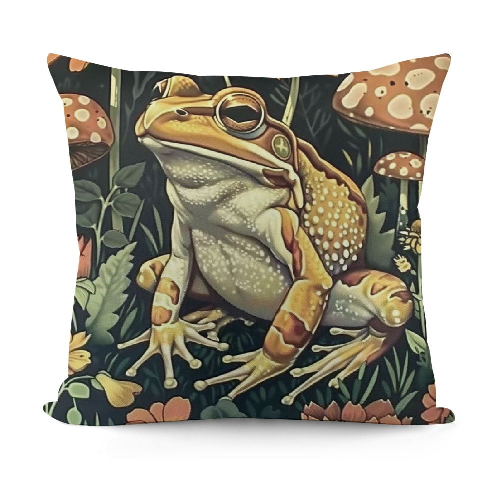 Jungle Frog Pillow Cover Wild Mushroom Cushion Cover Double Sides ...