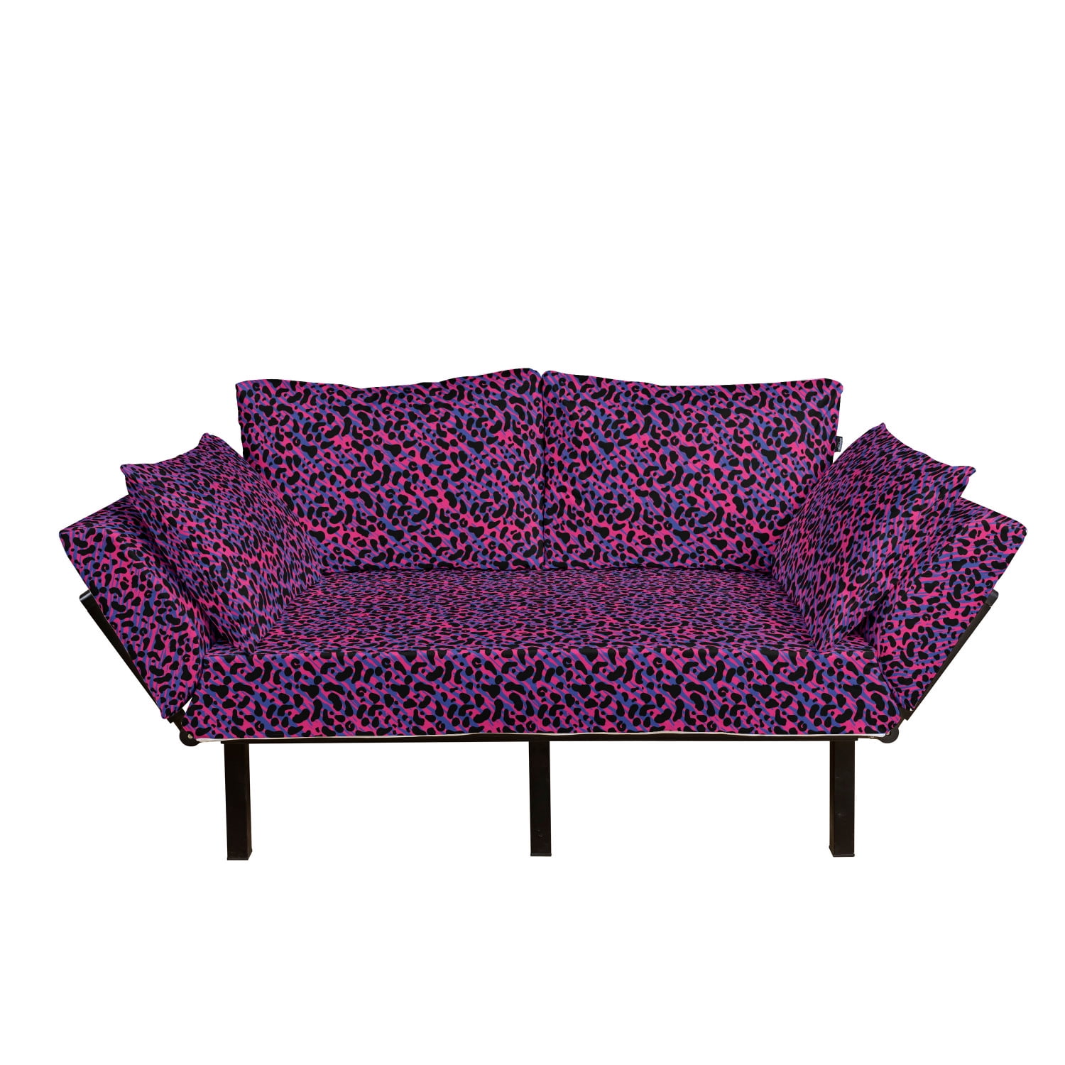 Jungle Futon Couch, 80s Style Vintage Leopard Skin Radiant Colors Tiger ...