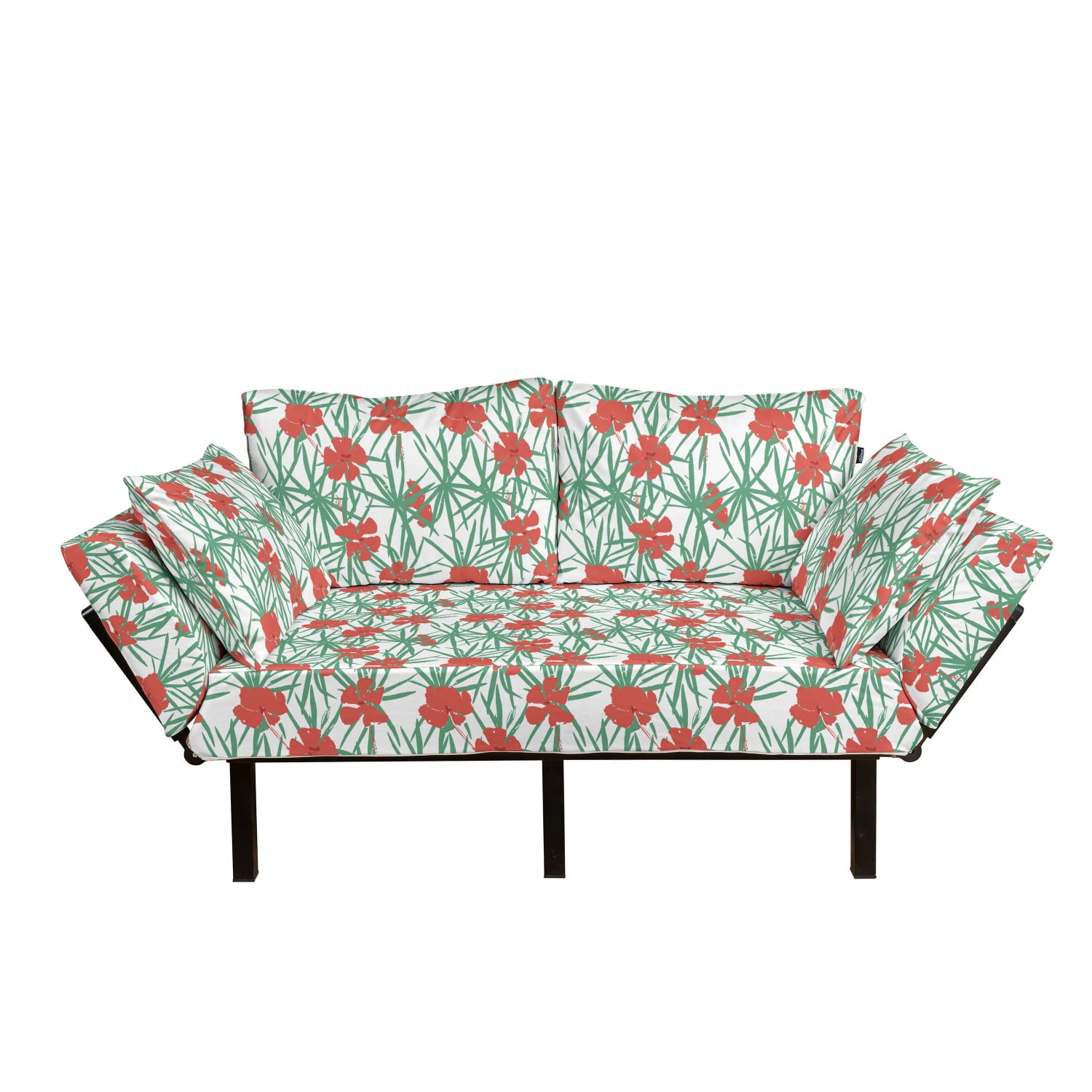 Jungle Futon Couch, Trees Plants Branches Patterns Forest Like Random ...
