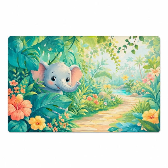 Jungle Garden Elephant Calf Rectangle Rug for Playroom Winter - Walmart.com