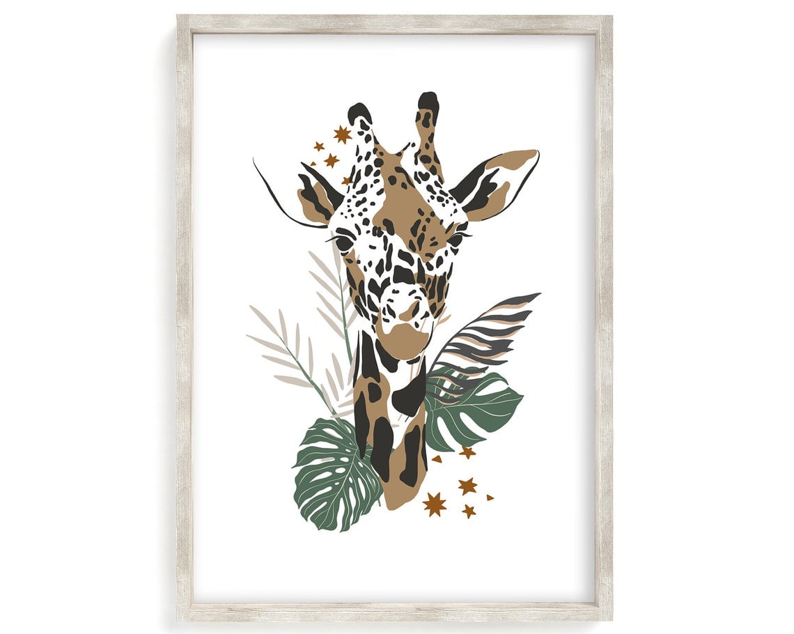 Jungle Giraffe Print - Tropical Giraffe, Botanical Animal Print ...