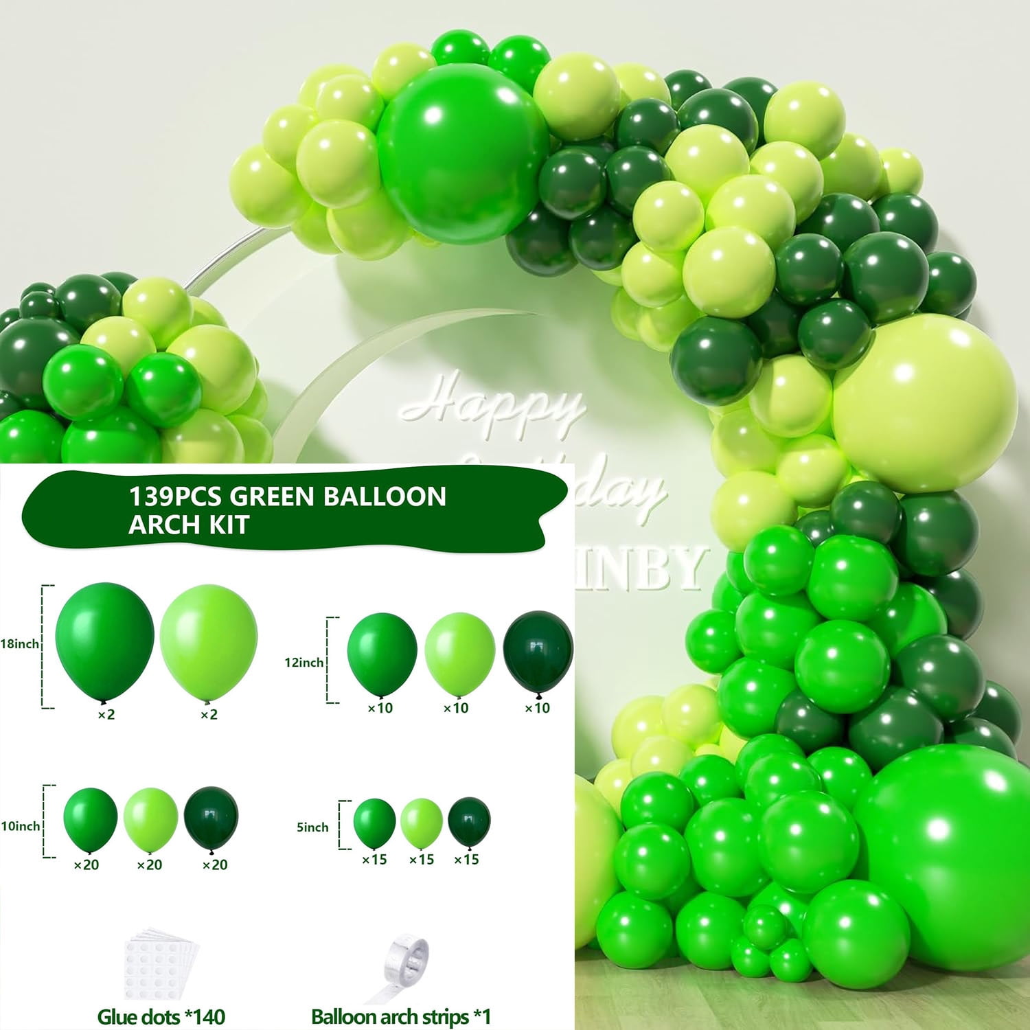 Jungle Green Birthday Arrangement Balloon Chain Set Holiday Garland ...
