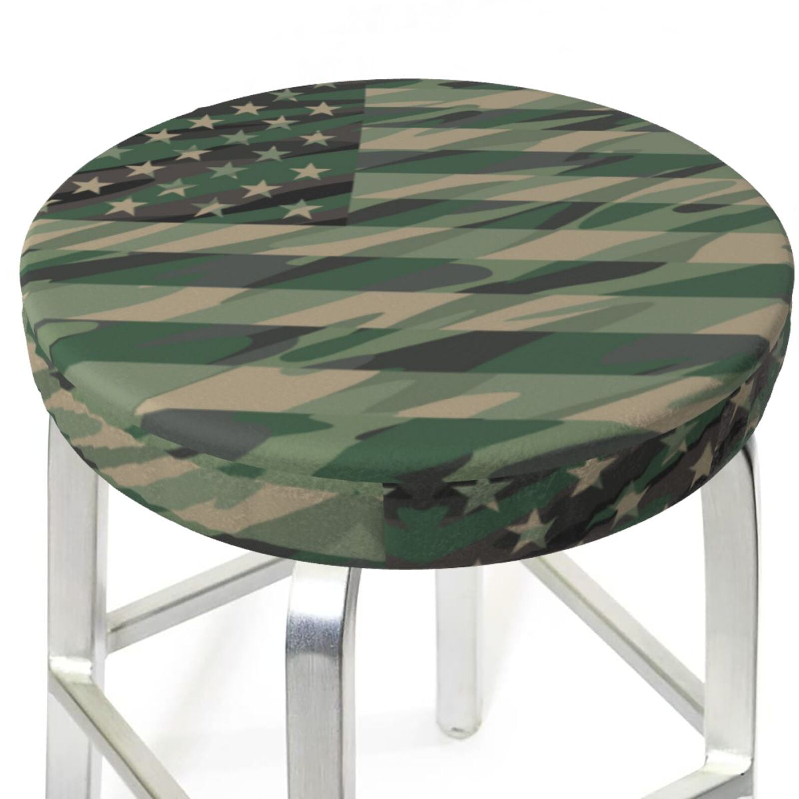Jungle Green Camo USA Flag Round Bar Stool Covers, Soft Velvet Bar ...