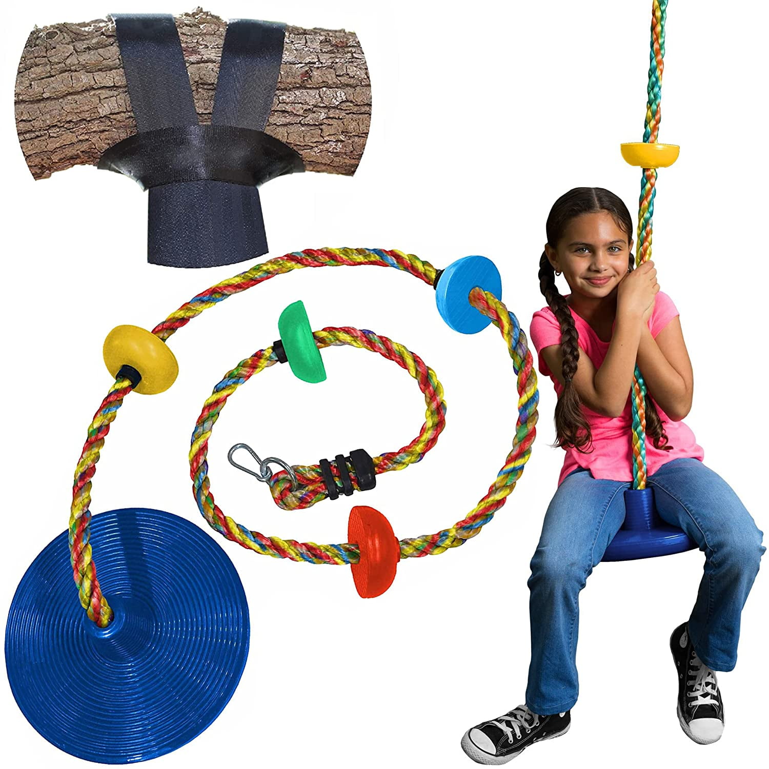 Jungle Gym Kingdom Tree Swing Multicolor Climbing Rope with Swings Seat ...