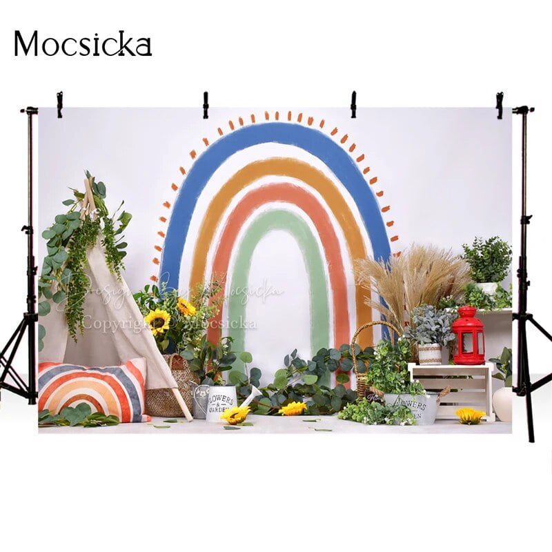 Jungle Kids Birthday Portrait Background Photo Studio Green Leaves ...