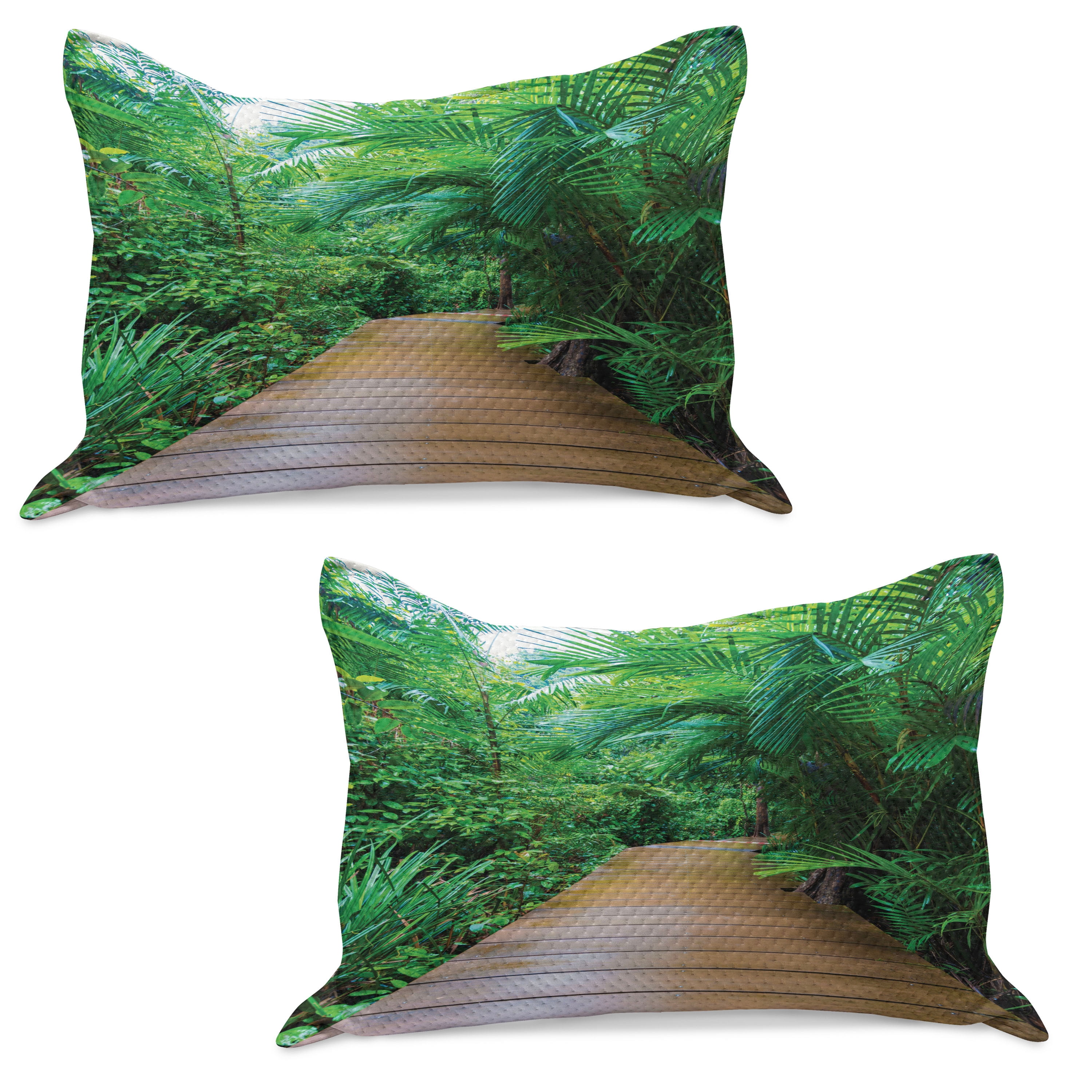 Jungle Knitted Quilt Pillowcover Set of 2, Deck Timber Jetty Exotic ...