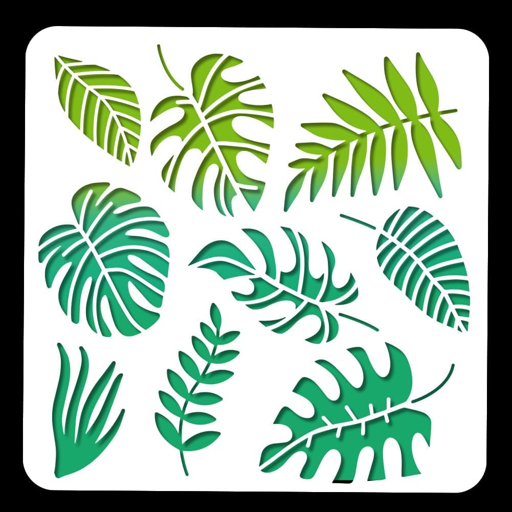 Jungle Leaf Painting Stencil Tropical Leaves Journal Stencils Hollow ...