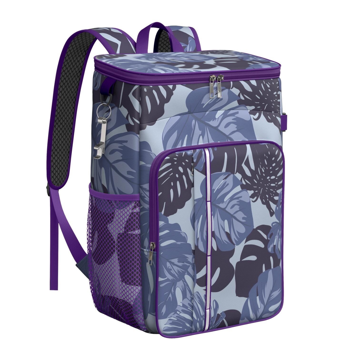 Jungle Leaves Backpack Cooler, Leakproof Insulated Cooler Bag with Hawaiian Floral Design for ...