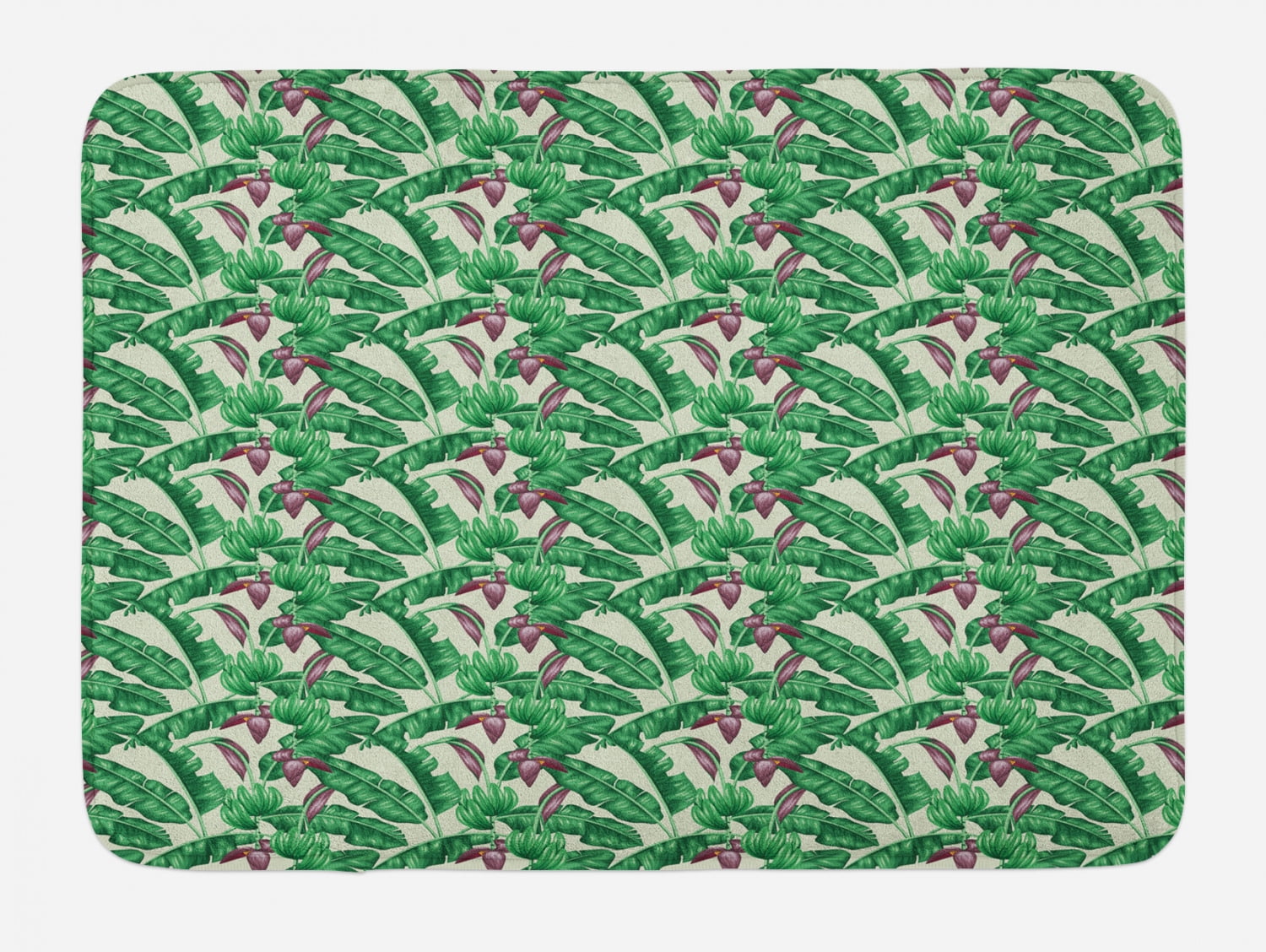 Jungle Leaves Bath Mat, Illustration of Banana Leaves Tropical Foliage ...