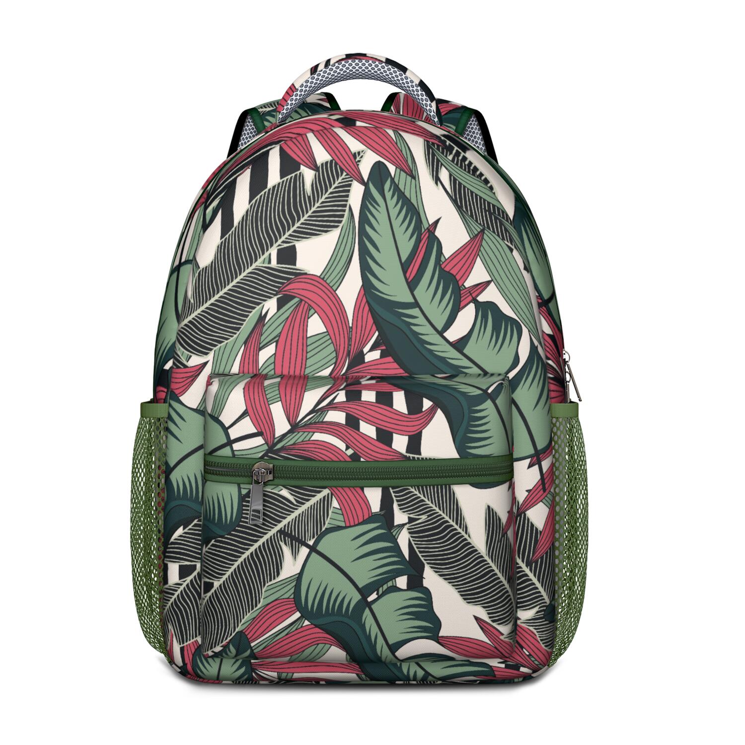 Jungle Leaves Waterproof Backpack - Colorful Exotic Design with ...