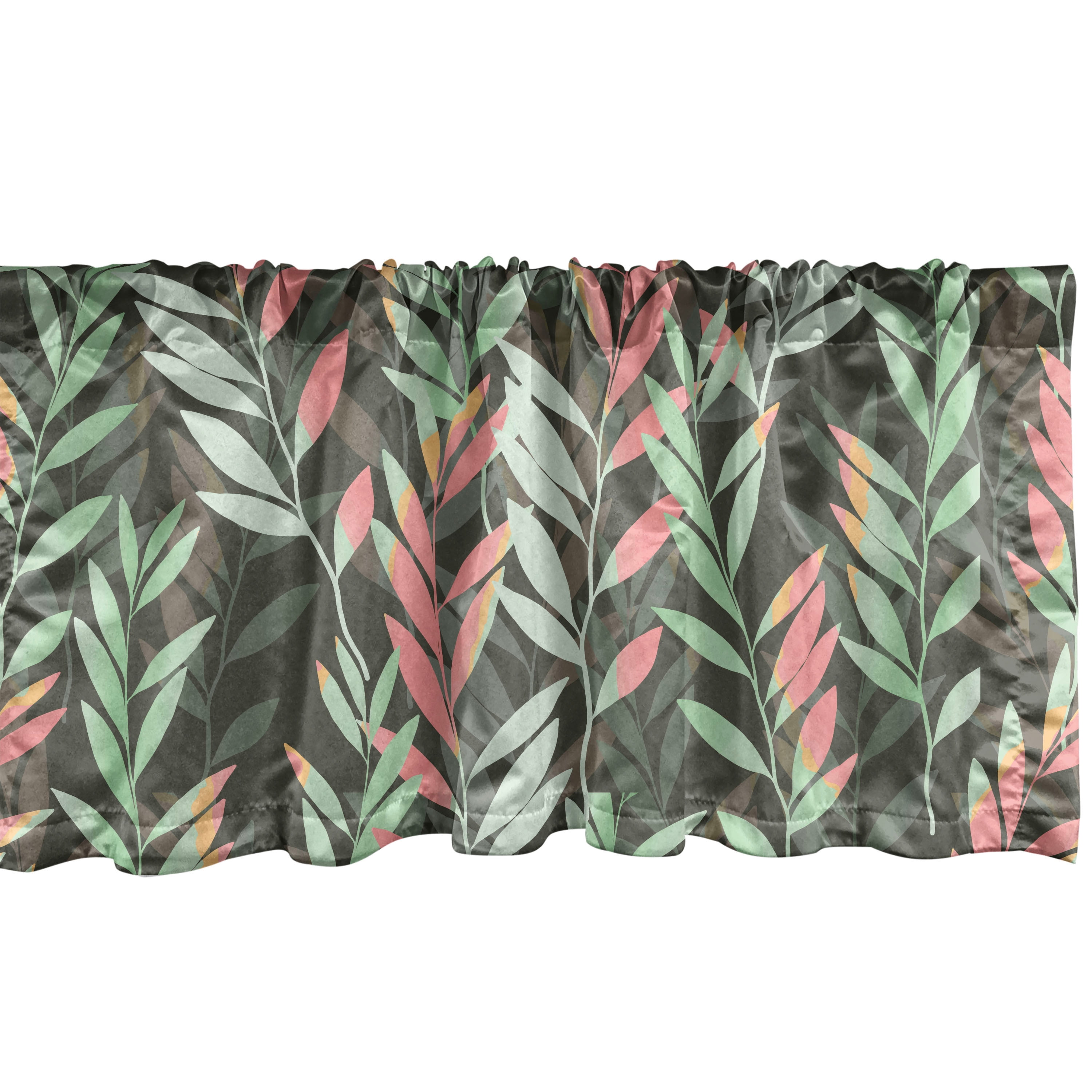 Jungle Leaves Window Valance, Colorful Design Tropical Forest Leaf ...