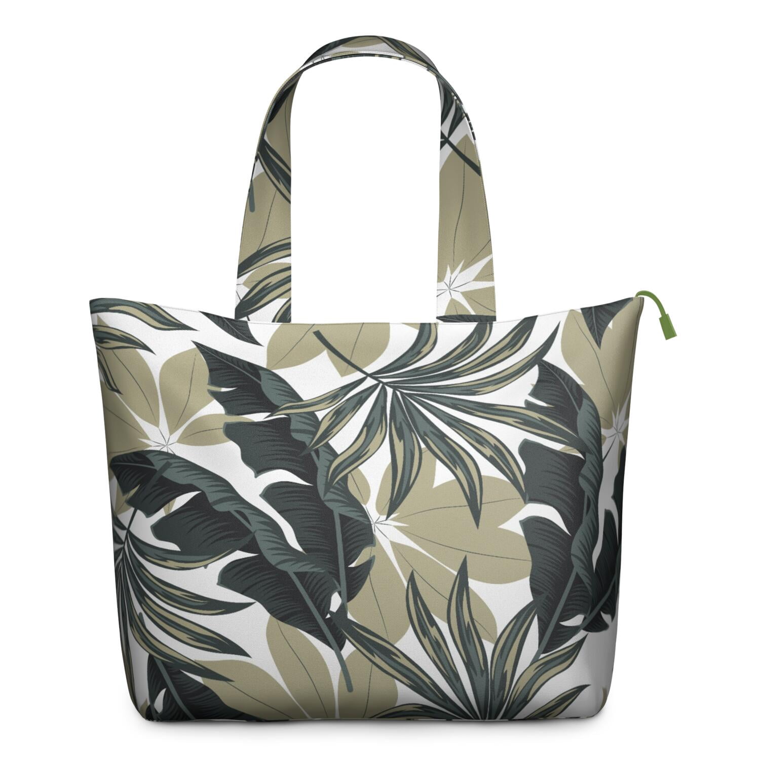 Jungle Leaves Zipper Tote Bag - Roomy Travel-Friendly Shoulder Bag with ...