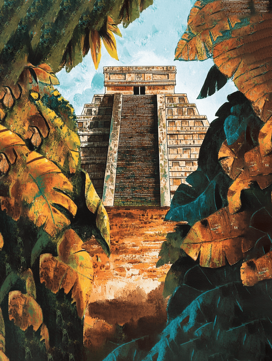 Jungle Mayan Pyramid Canvas Art Print，Suitable for Living Room， Bedroom ...